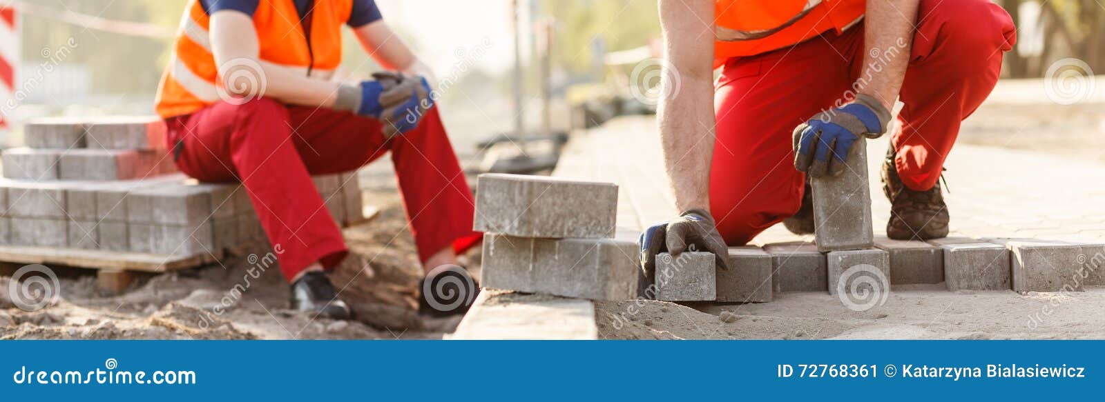 Laying the walkway stock image. Image of hard, safety - 72768361