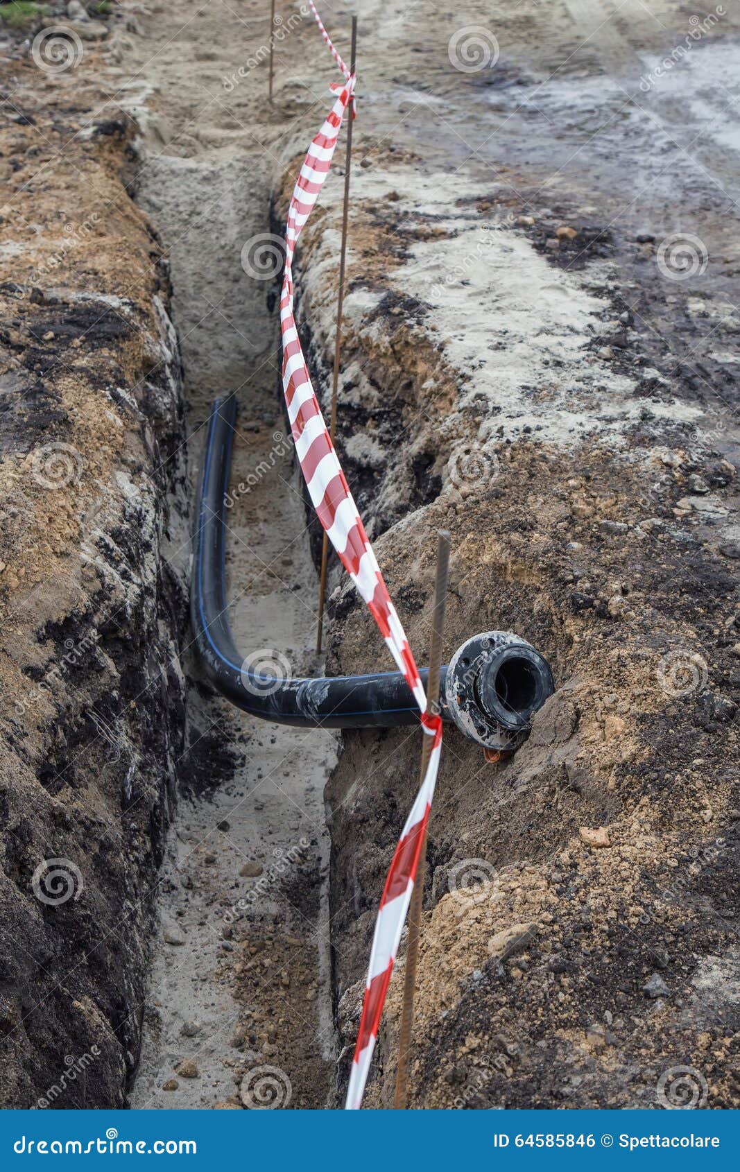 Laying Water Pipes in a Trench 3 Stock Photo - Image of drill, ditch ...