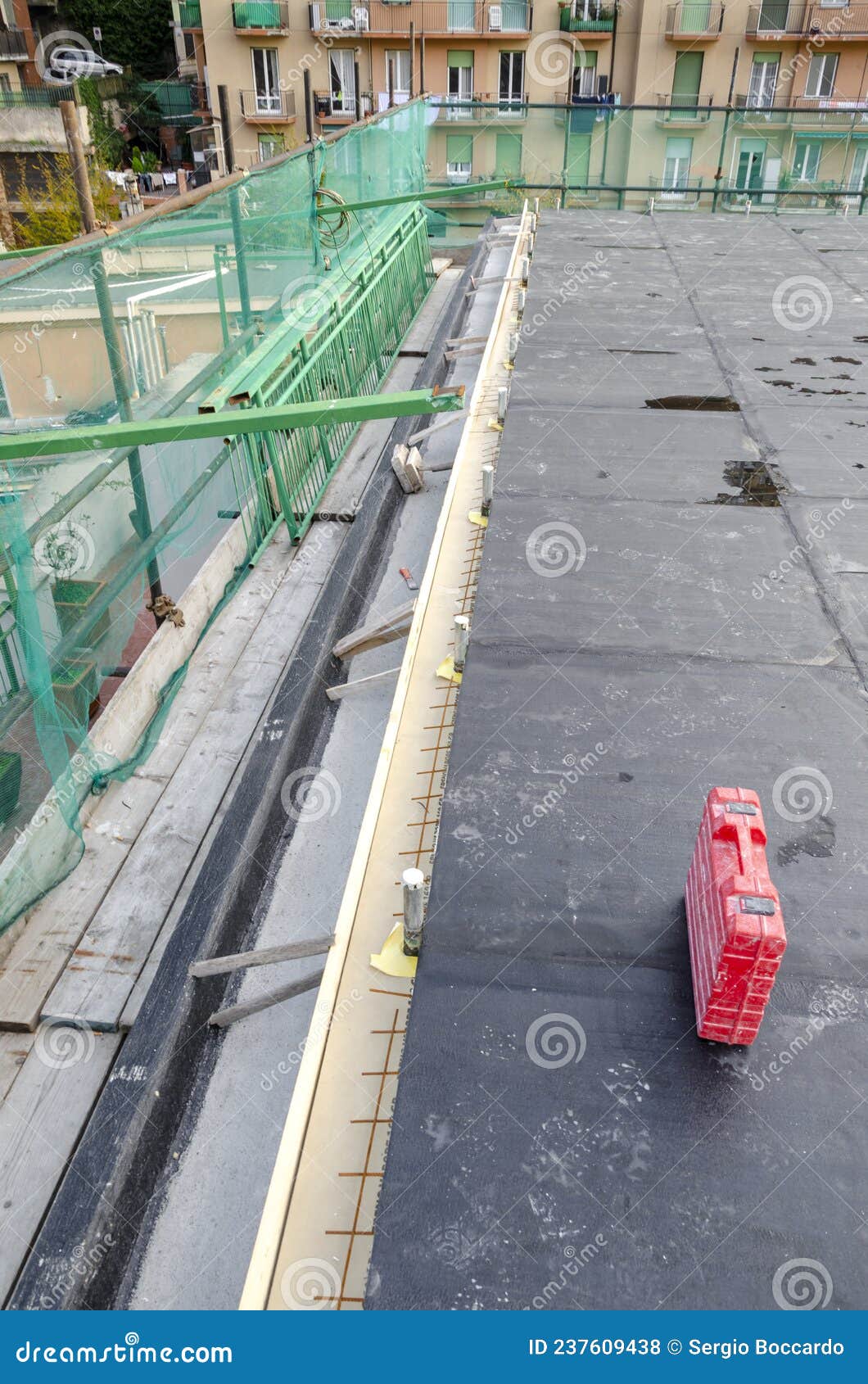 Laying of Waterproofing Sheathing and Insulation on a Roof Stock Photo ...