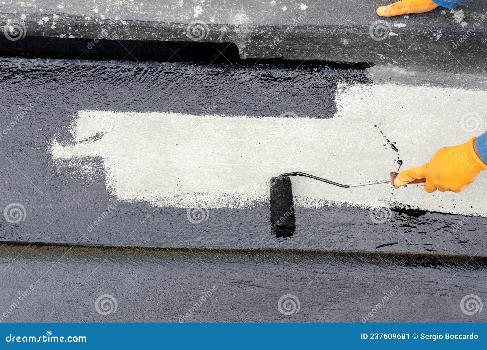 Laying of Waterproofing Sheathing and Insulation on a Roof Stock Image ...