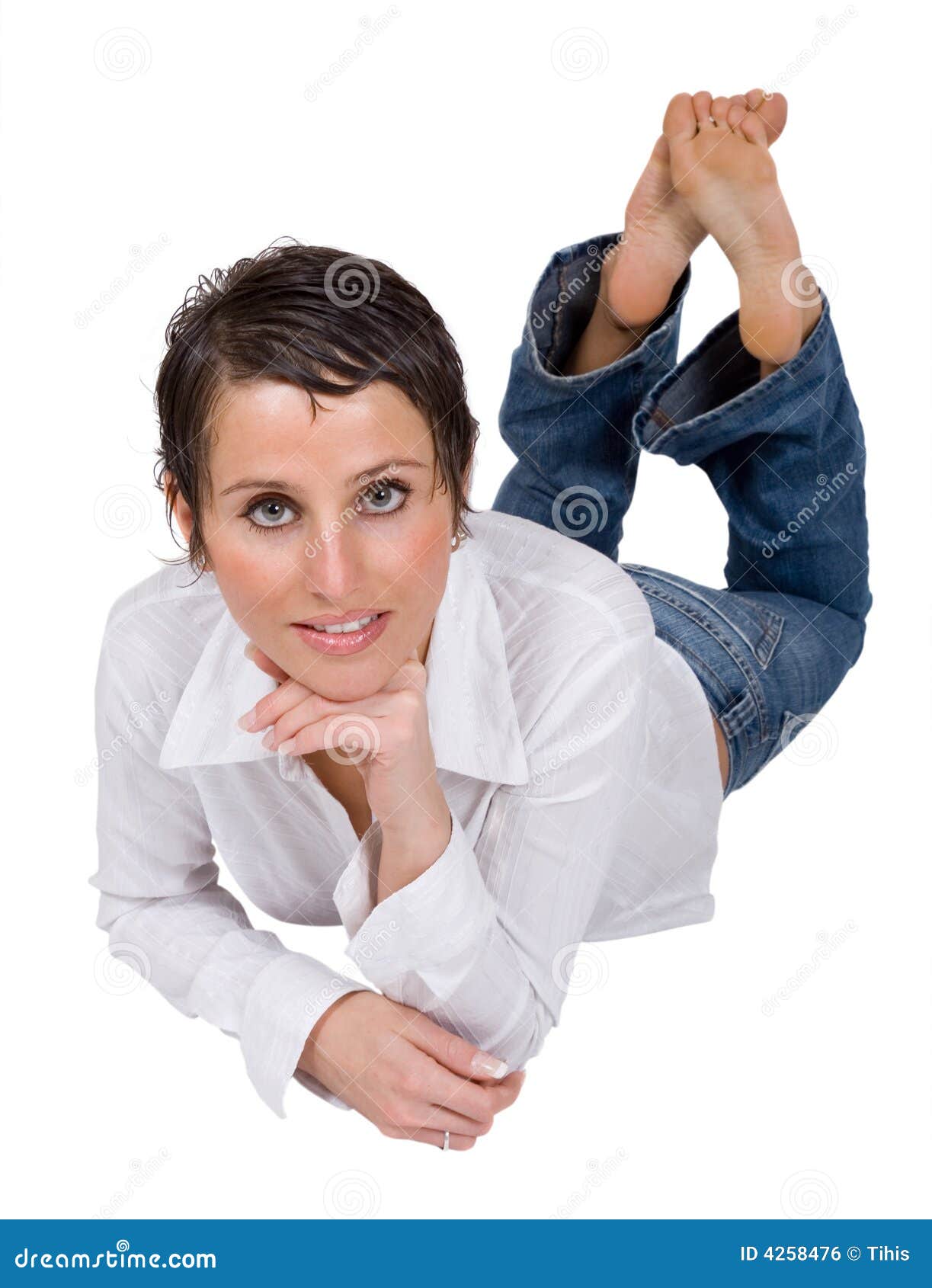 Laying woman stock photo. Image of face, beauty, blue - 4258476