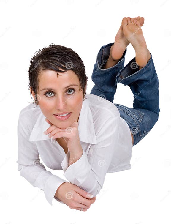 Laying woman stock photo. Image of face, beauty, blue - 4258476