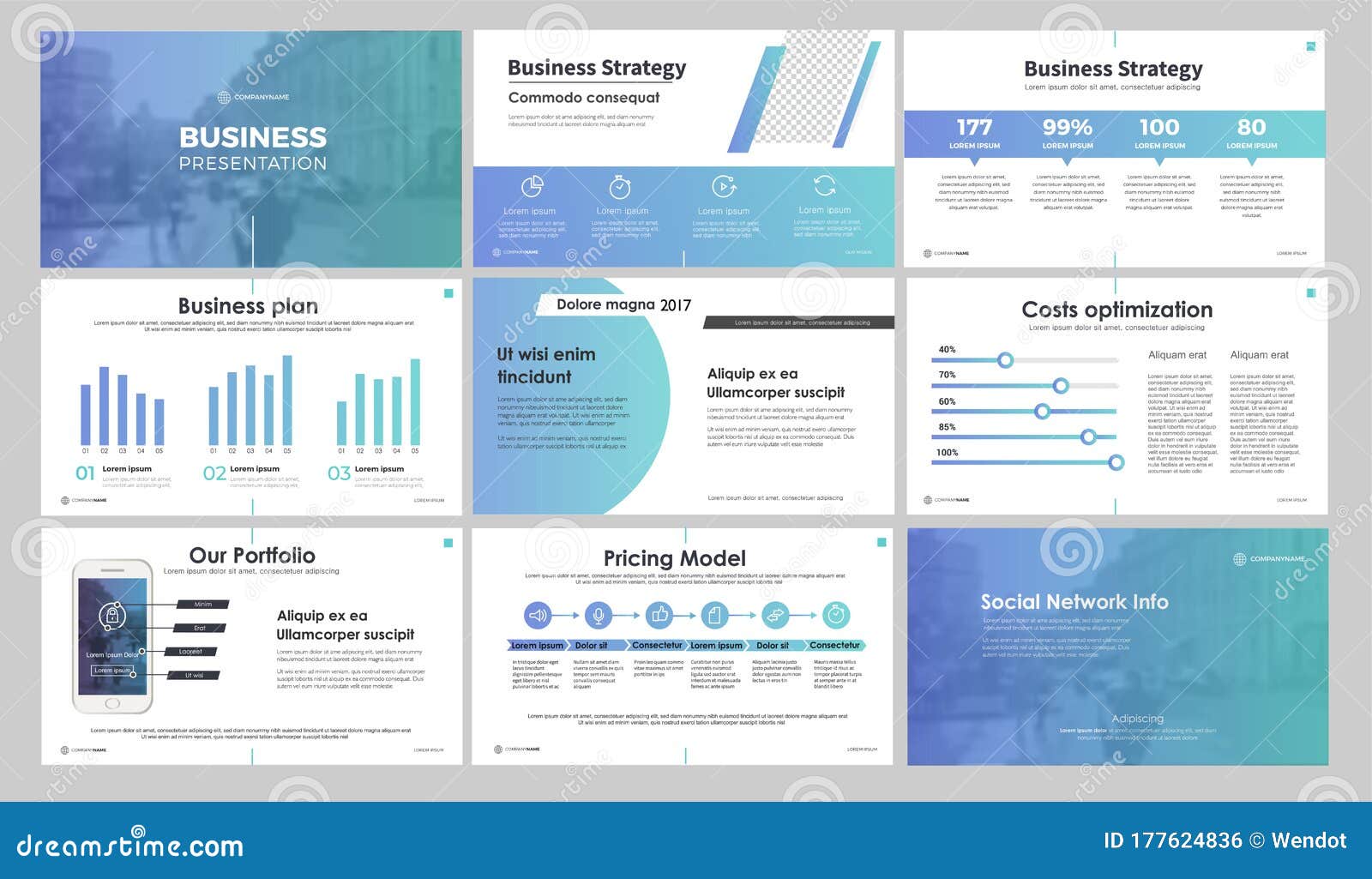 Blue Presentation Templates Elements on a White Background. Vector ...