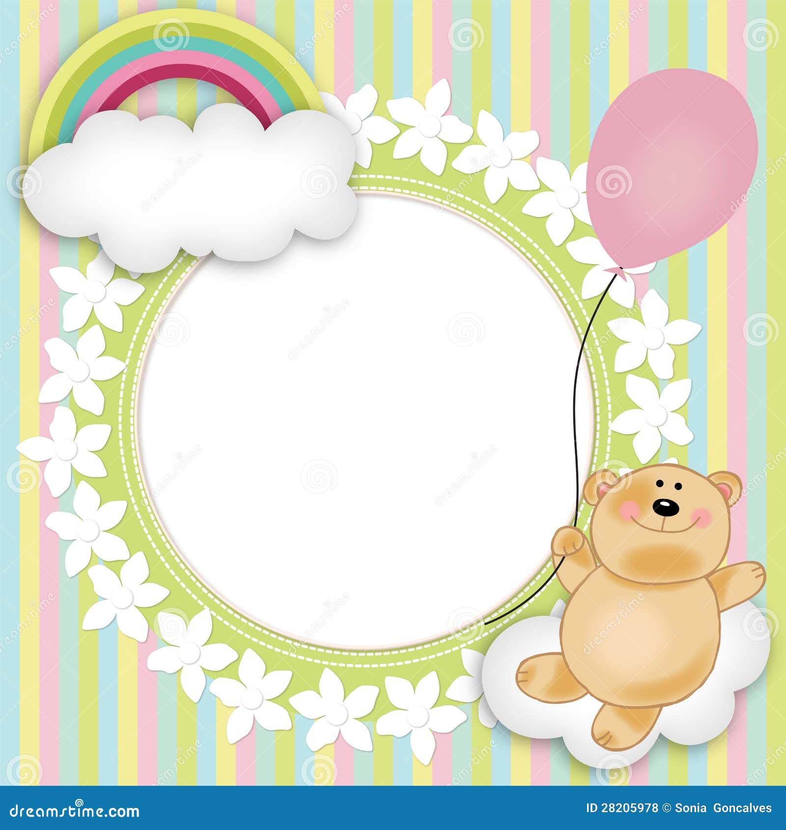 Layout for Babys Teddy Bear Floating Stock Vector - Illustration of ...