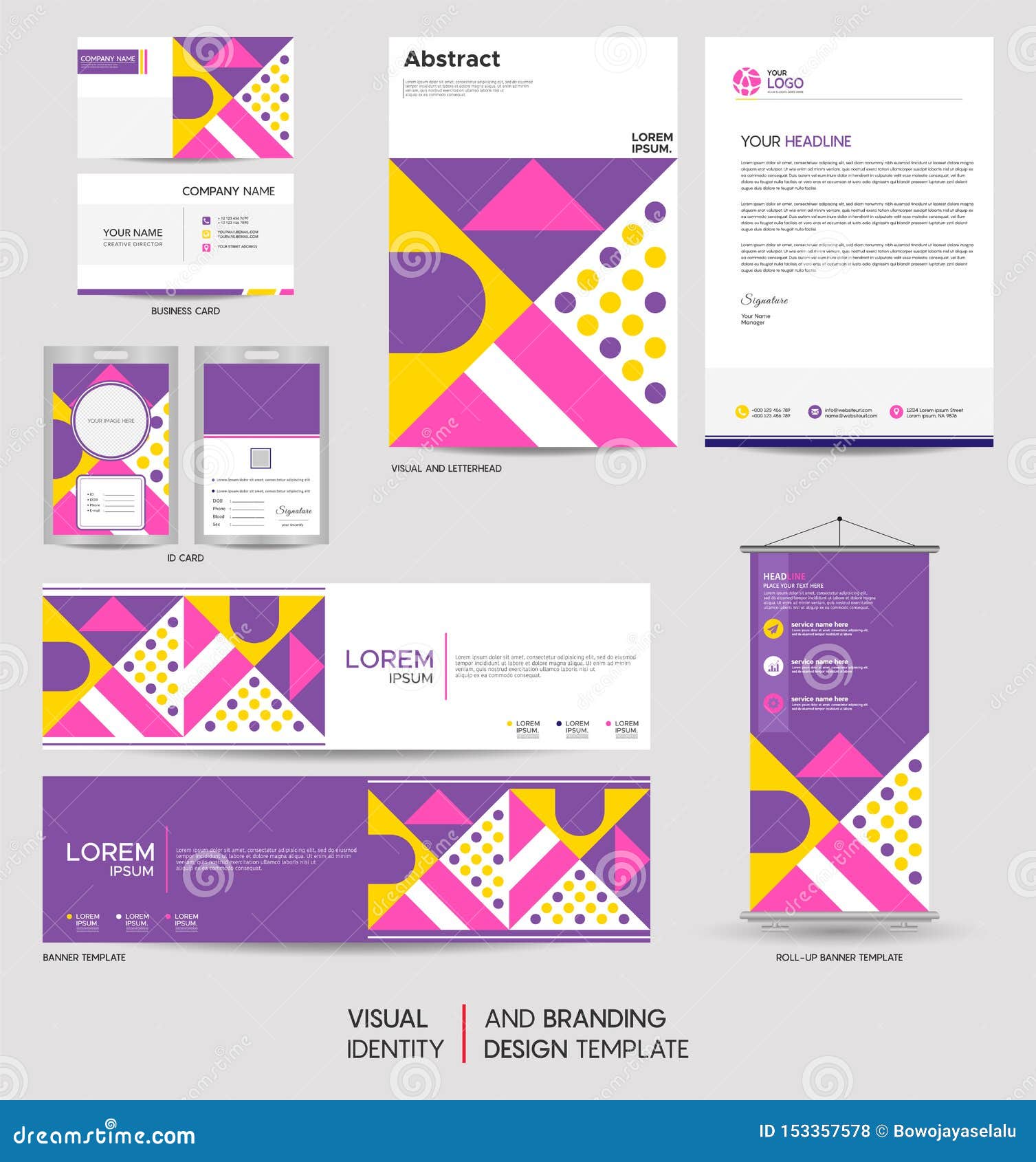 Modern Stationery Mock Up Set And Visual Brand Identity With Abstract ...