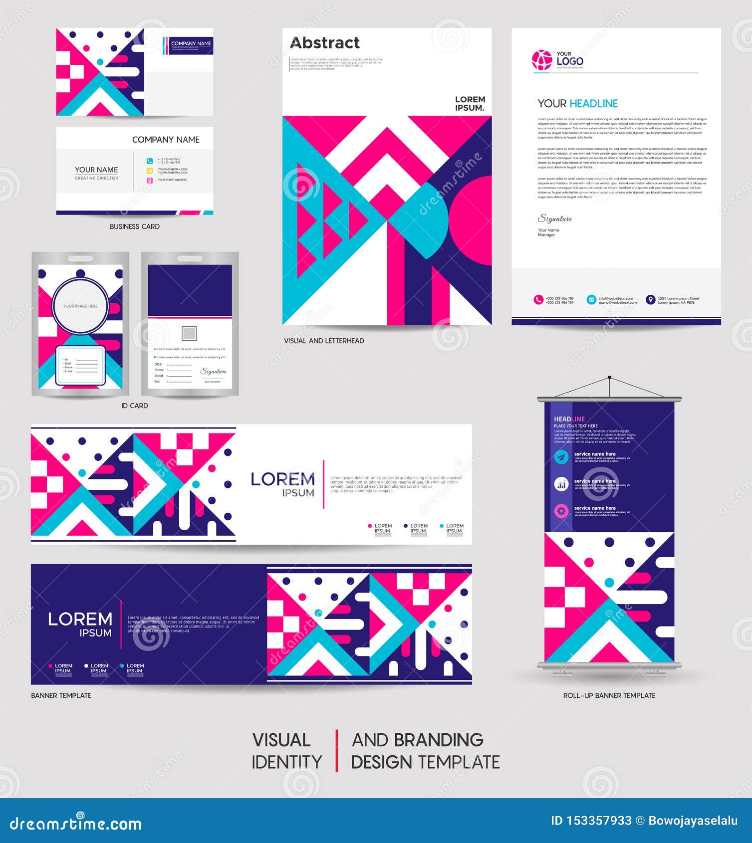 Modern Stationery Mock Up Set and Visual Brand Identity with Abstract ...