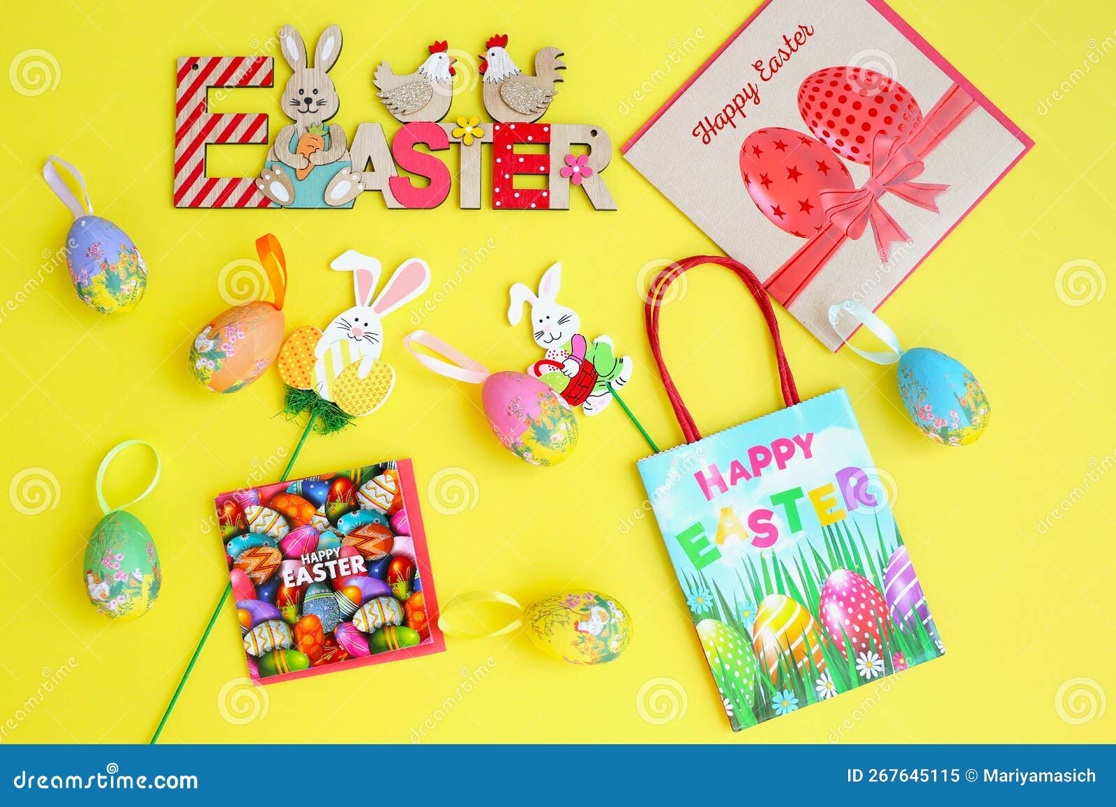 The Layout of the Beautiful Easter Inventory Lies on a Yellow ...