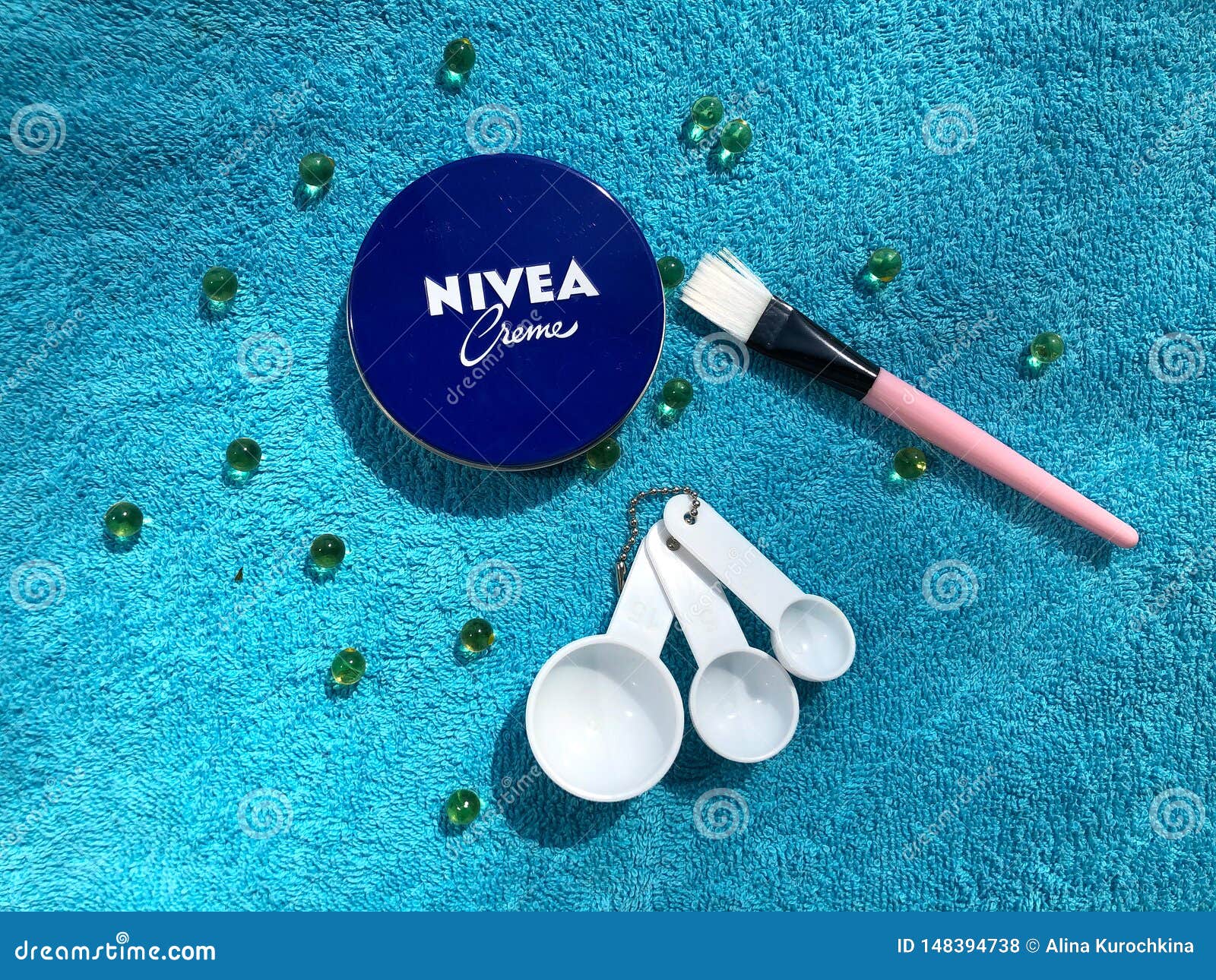 Layout on a Blue Background with Cream Nivea Editorial Stock Photo ...
