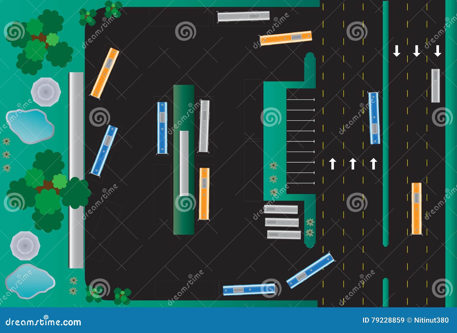 Layout of City Bus Station Building Stock Illustration - Illustration ...