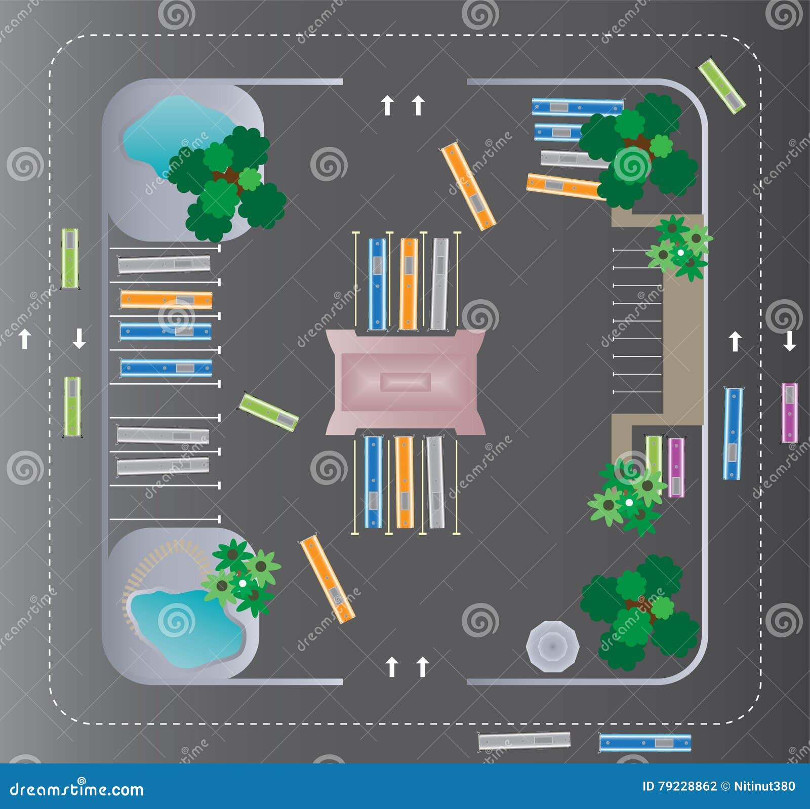 Layout of City Bus Station Building Stock Illustration - Illustration ...