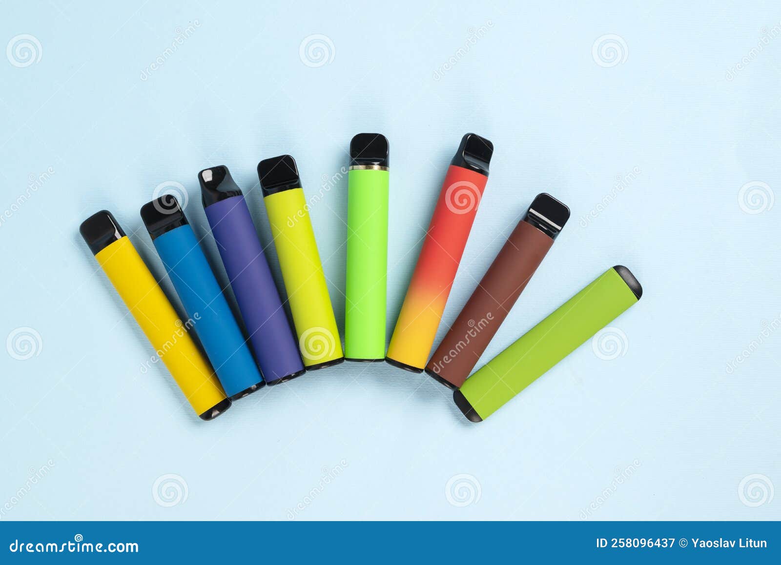 Layout of Colorful Disposable Electronic Cigarettes with Shadows on a ...