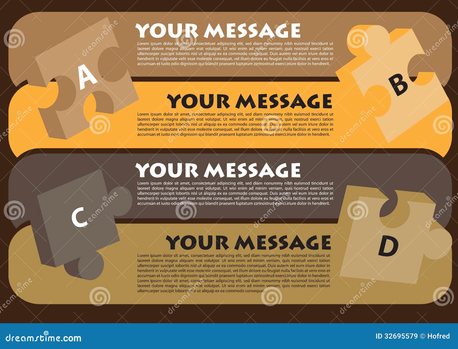 Layout Design with Jigsaw Puzzles Stock Vector - Illustration of four ...