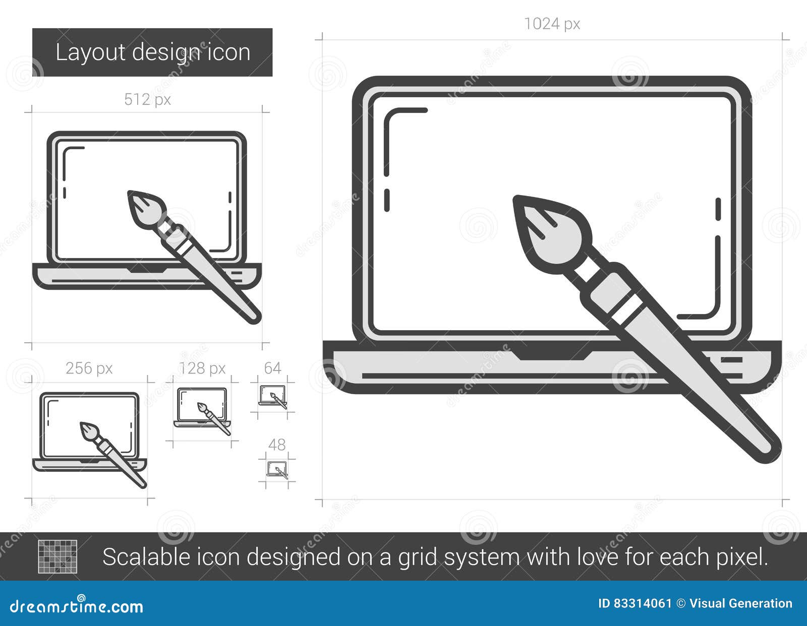 Layout design line icon. stock vector. Illustration of draw - 83314061