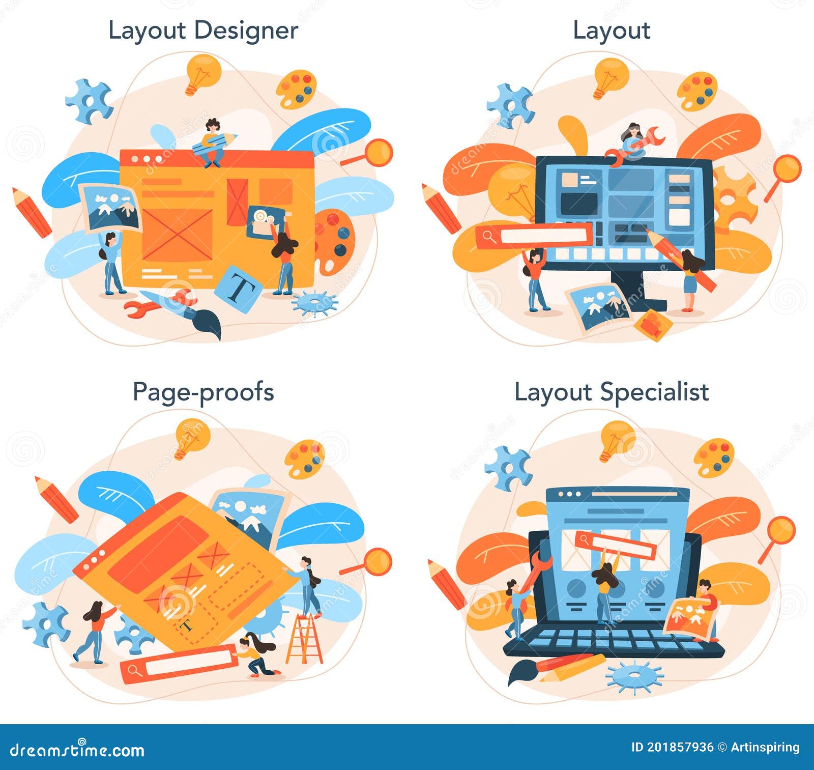 Layout Designer Concept Set. Web Development, Mobile App Stock Vector ...