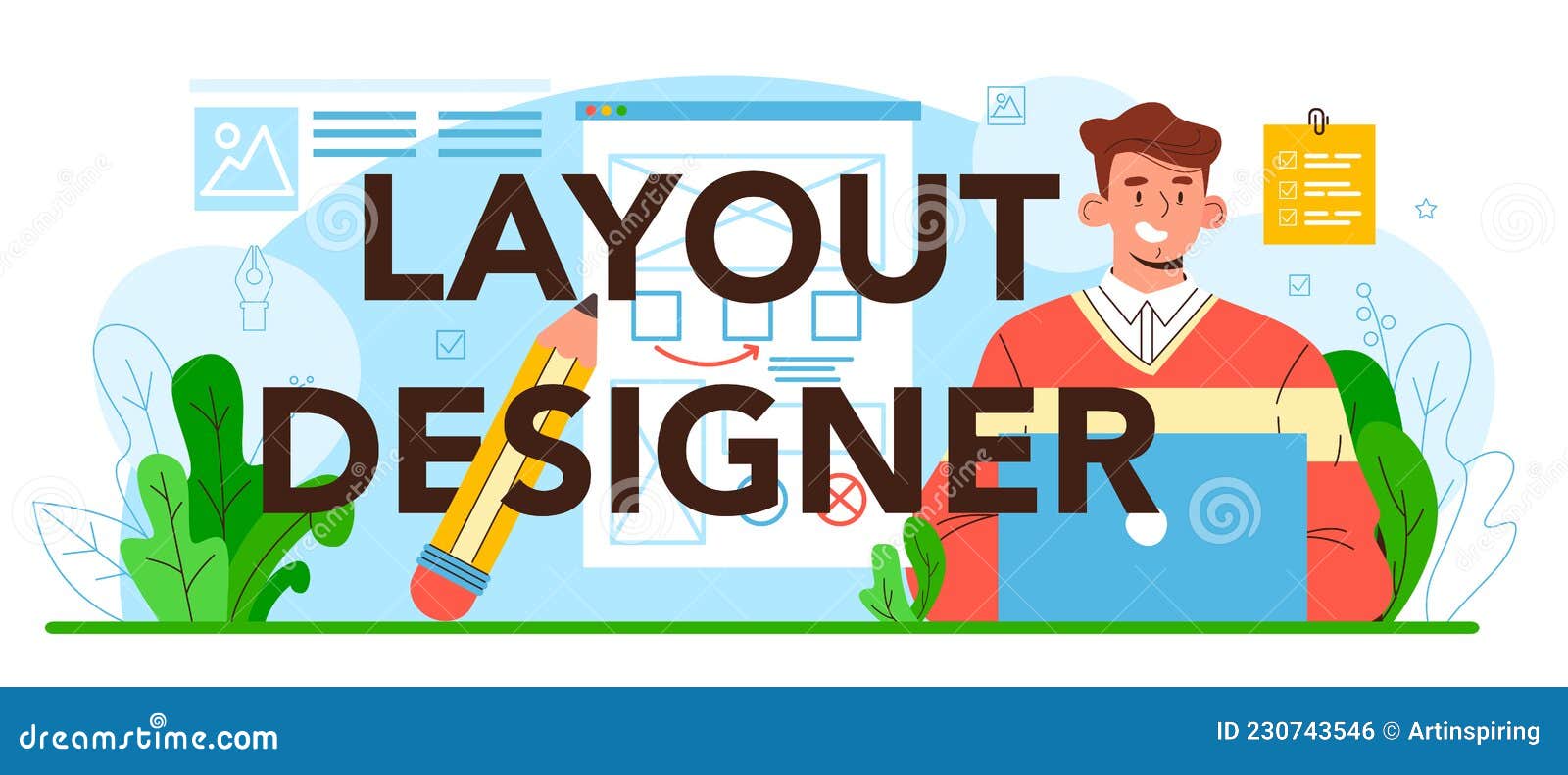 Layout Designer Typographic Header. Magazine or Newspaper Layout Stock ...