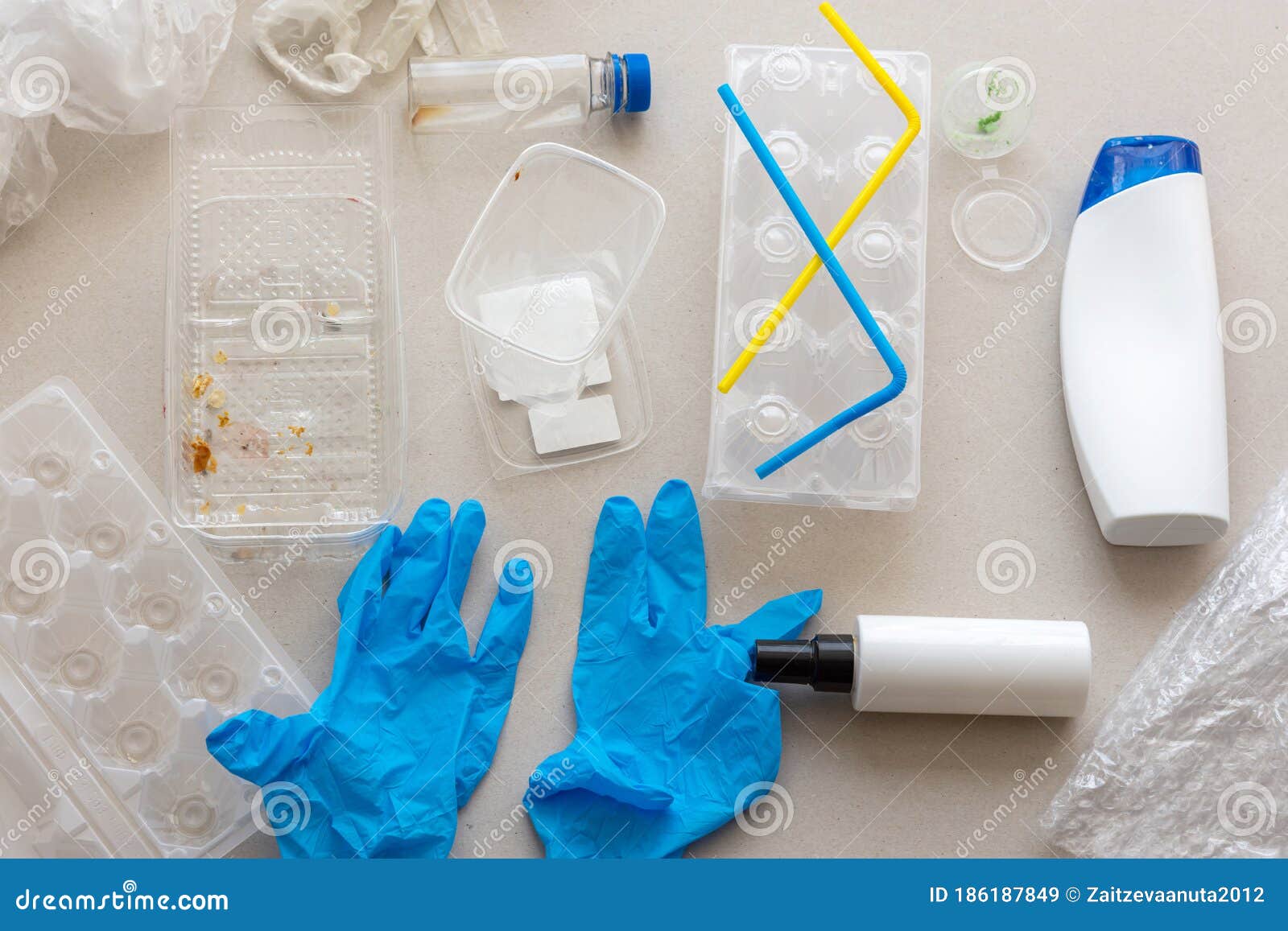 Layout of Different Plastic Garbage Top View Stock Image - Image of ...