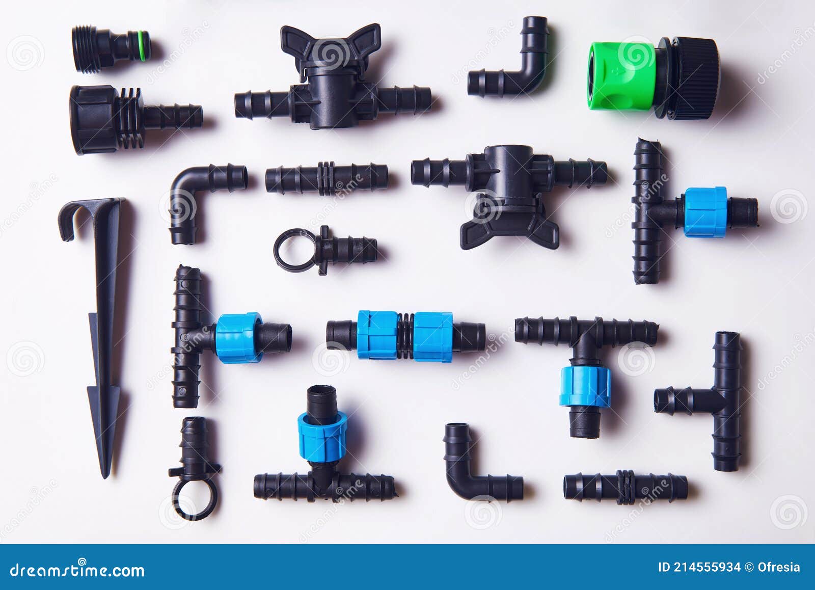 Layout of Drip Irrigation System Close-up on a White Background. Diy ...