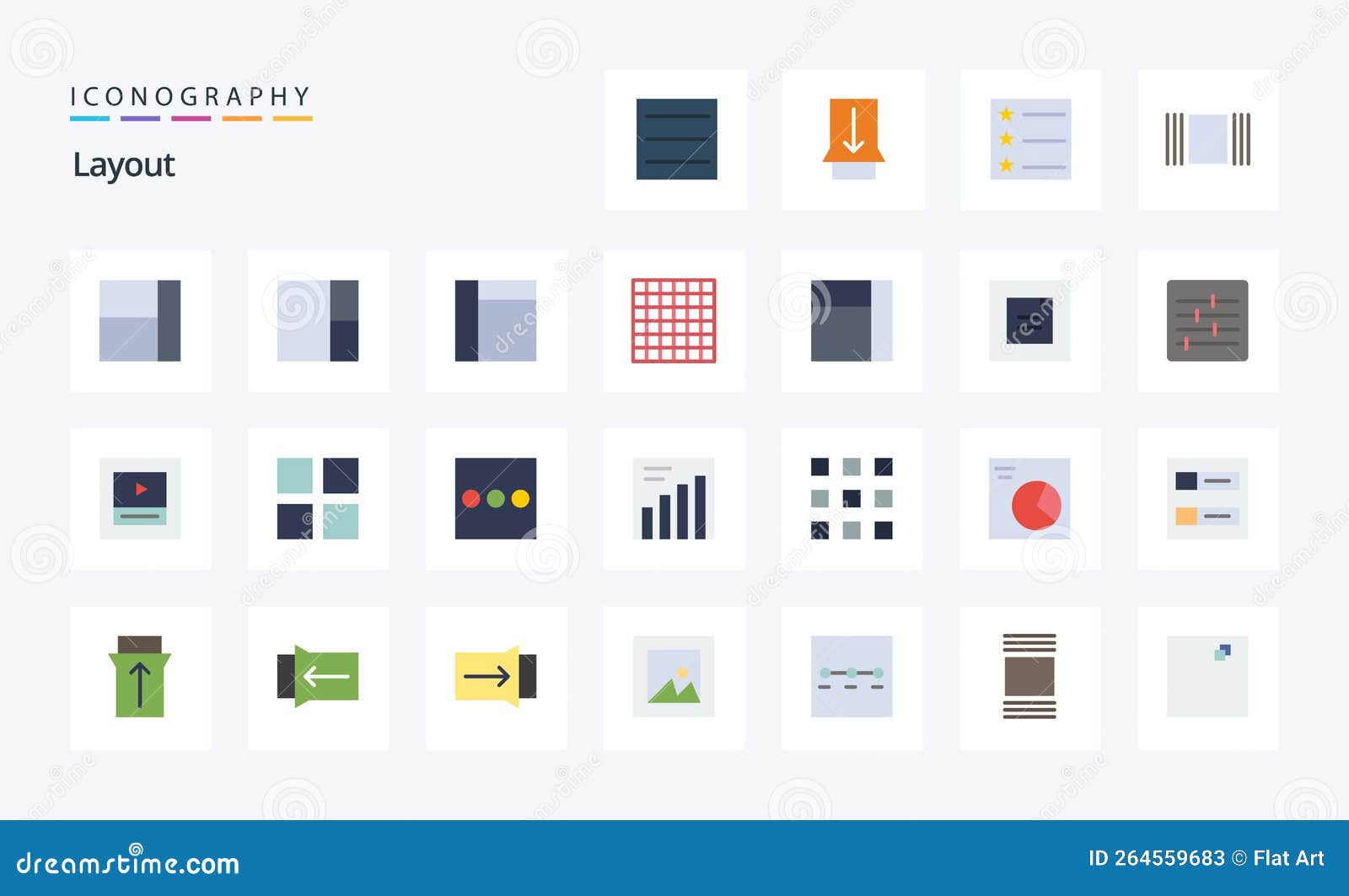 25 Layout Flat Color Icon Pack Stock Vector - Illustration of slide ...