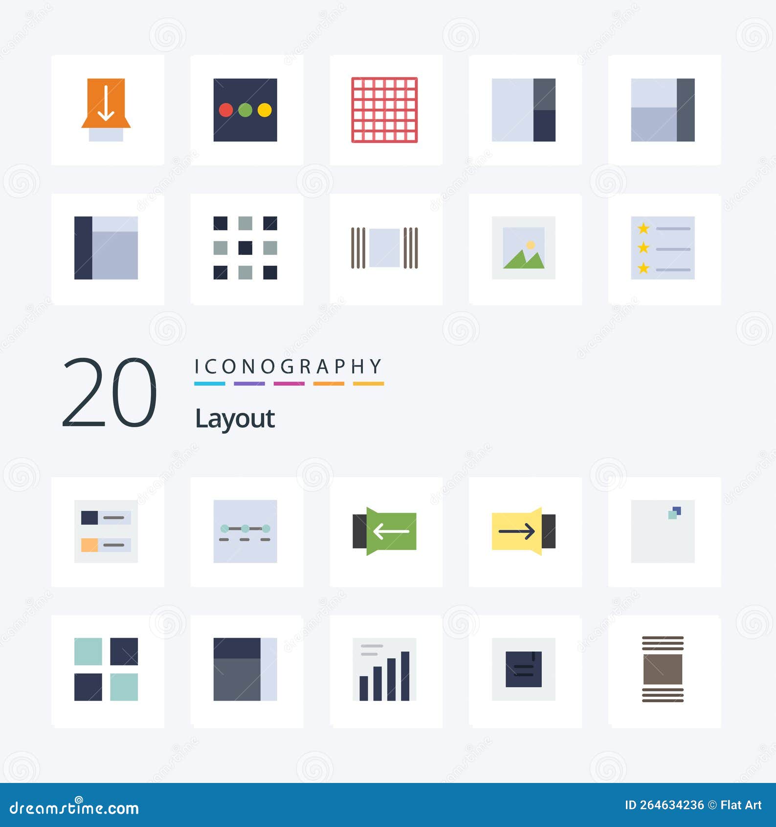 20 Layout Flat Color Icon Pack Like Layout Menu Touch List Layout Stock ...