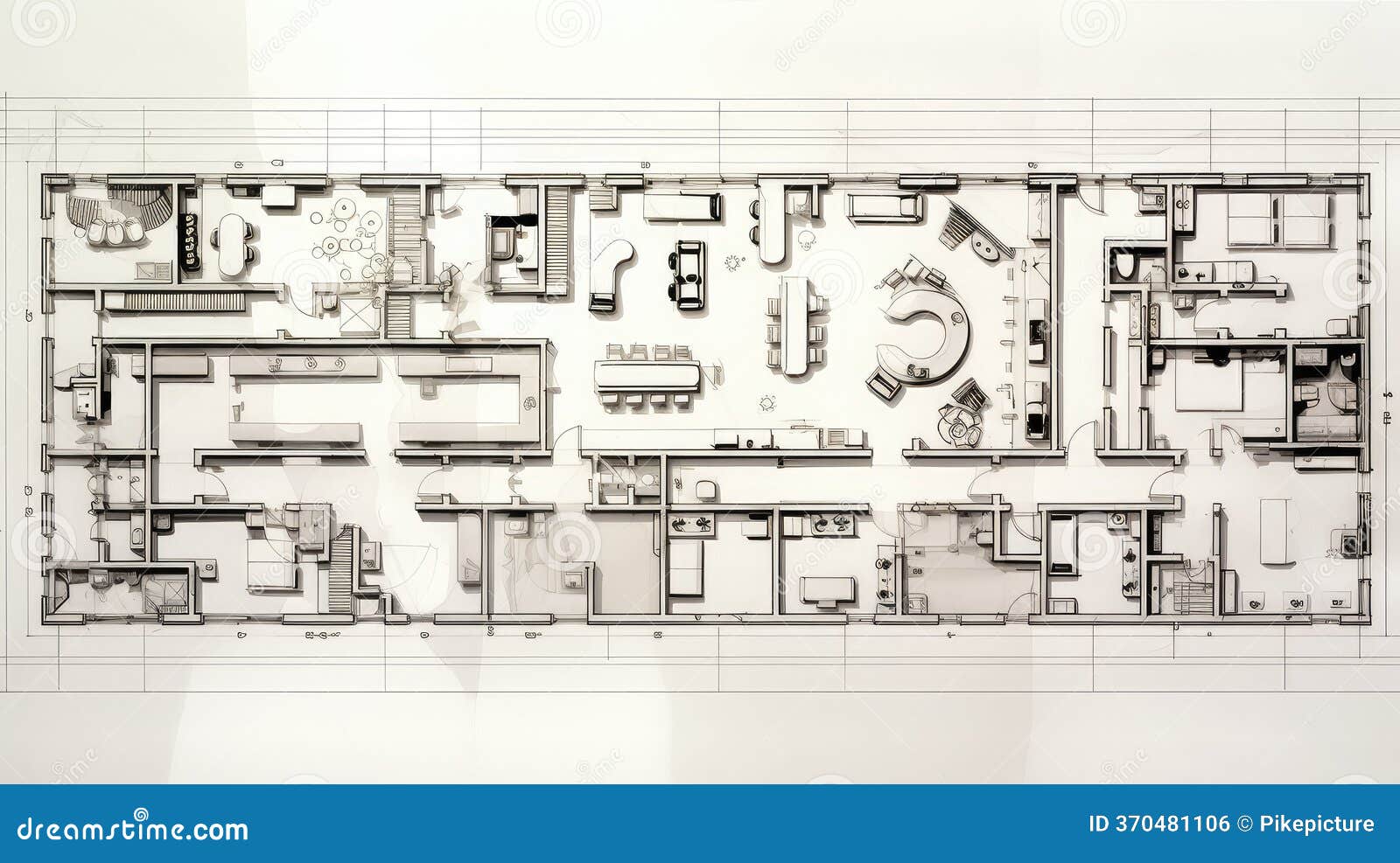 Layout Floor Plan Overhead Outlined Interior Design Top View ...