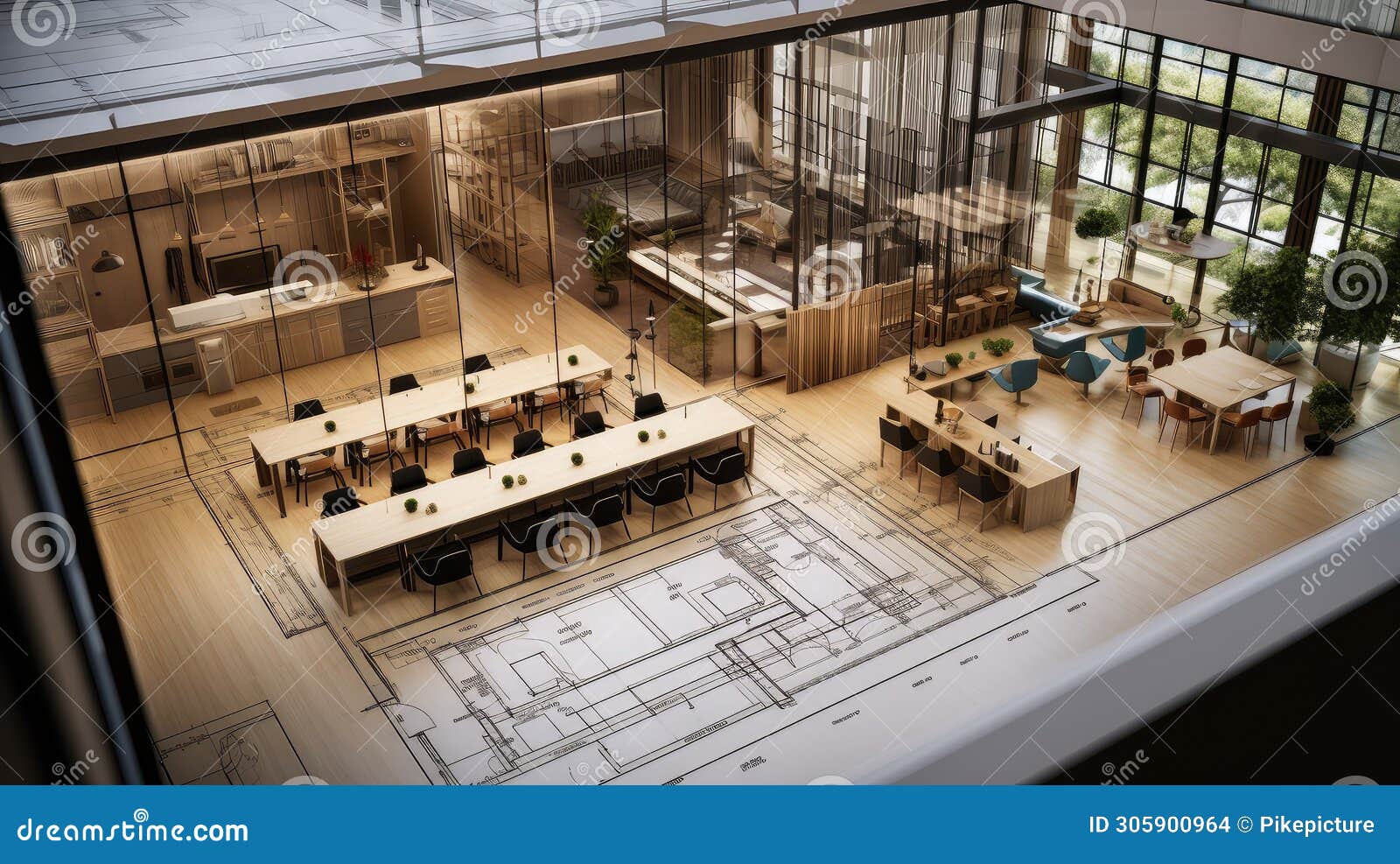 Layout Floor Plan Overhead Outlined Interior Design Top View ...