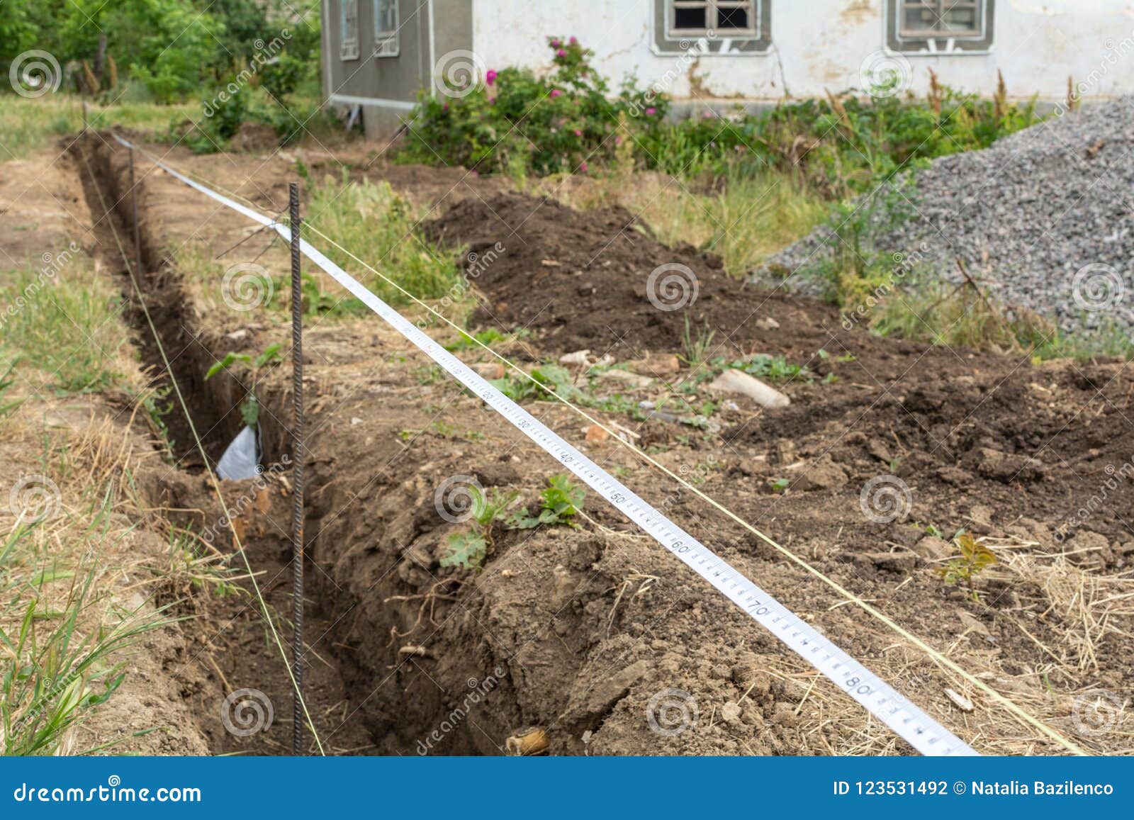 Layout of the Foundation for the Fence Stock Photo - Image of earth ...