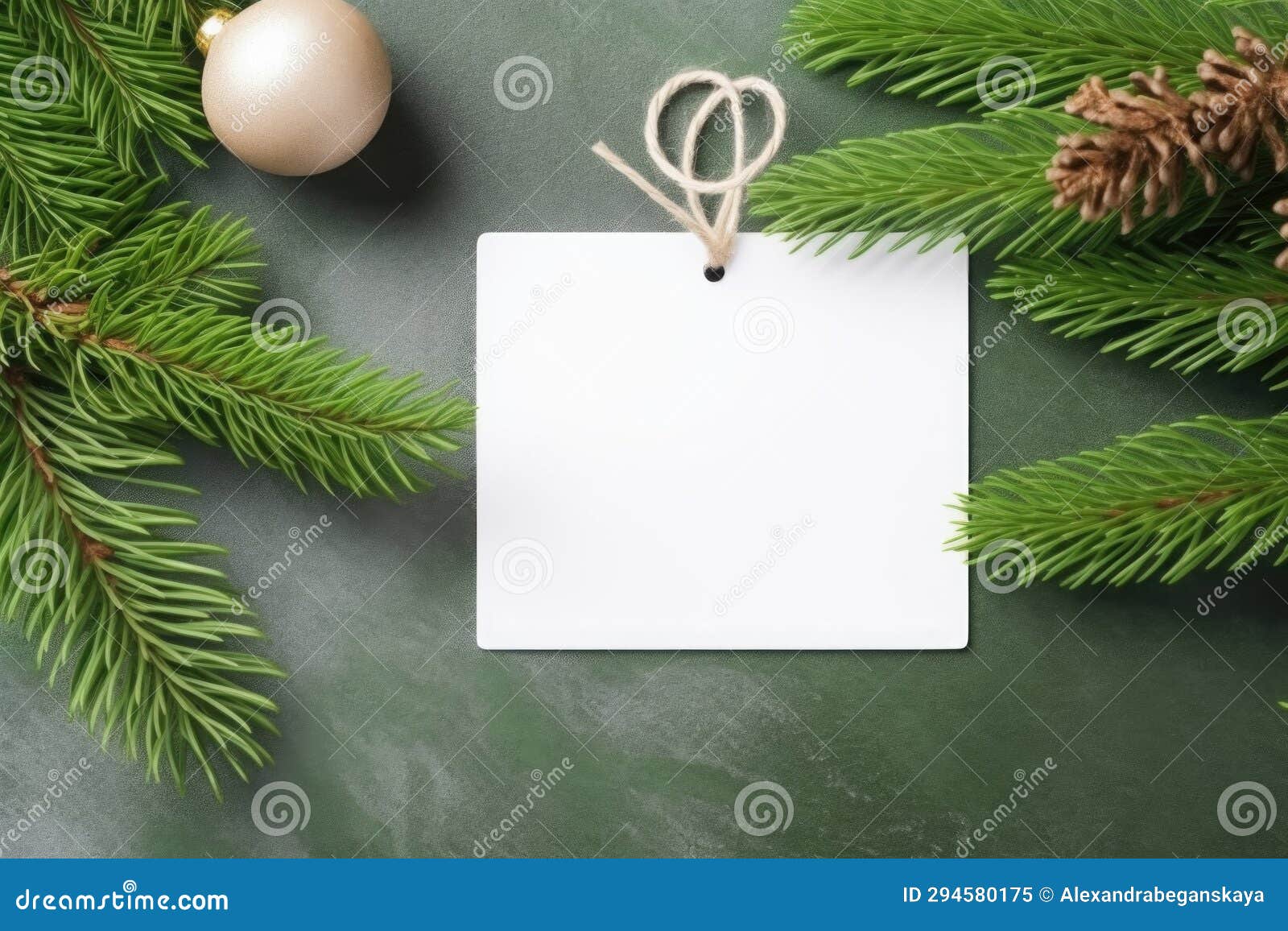 The Layout of a Greeting Card with Branches of a Christmas Tree Stock ...