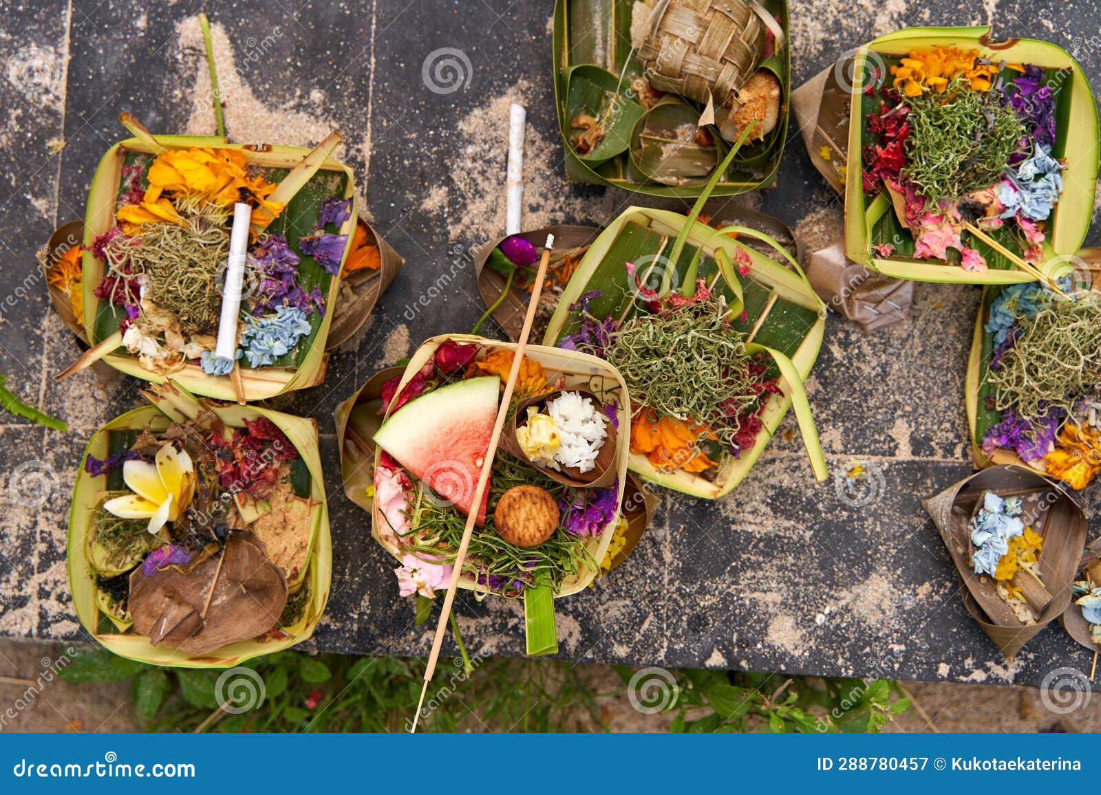 The Layout on the Ground of Traditional Offerings for the Spirits on ...