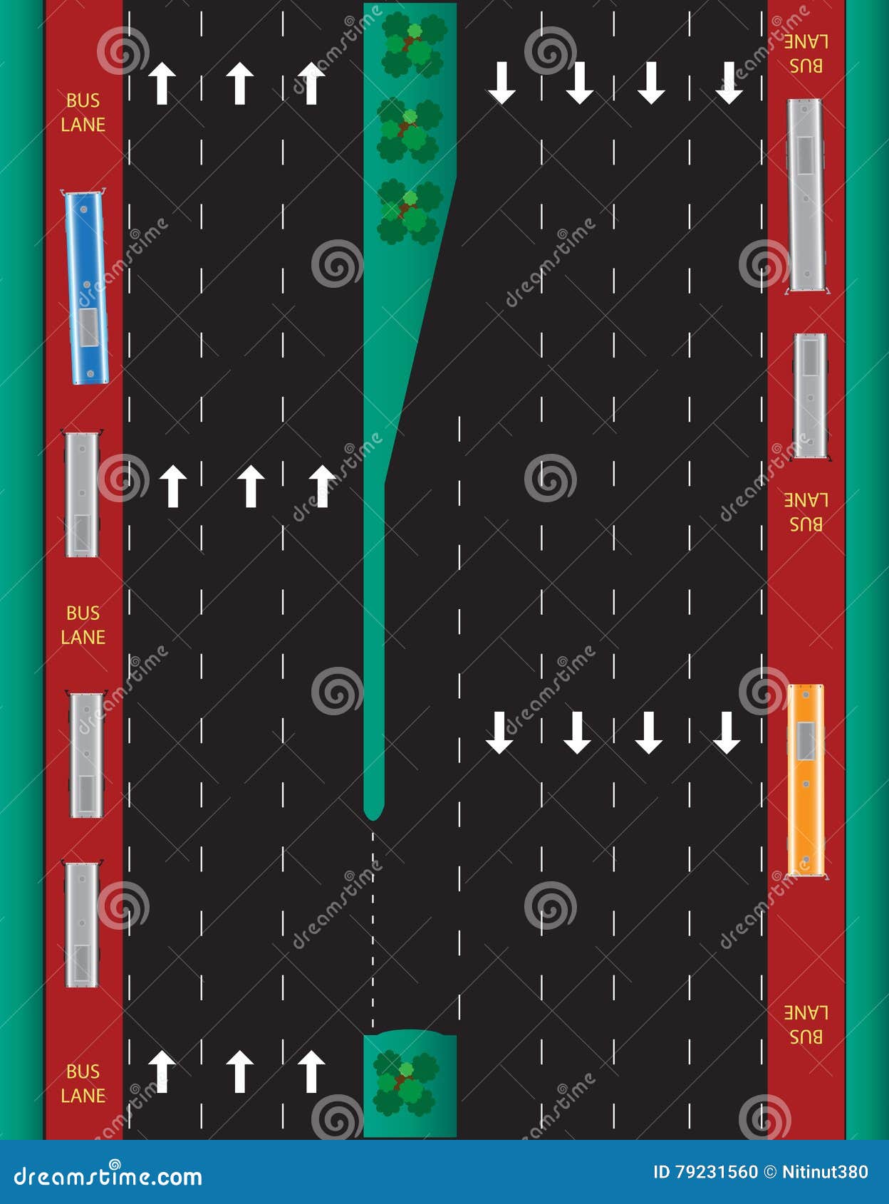 Layout of Highway Road and Bus Lane Landscape Stock Illustration ...