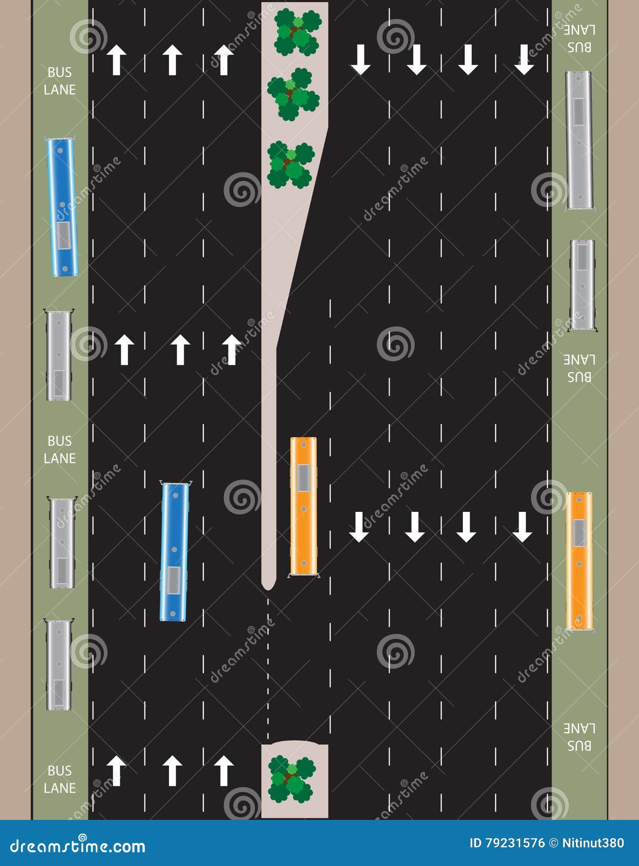 Layout of Highway Road and Bus Lane Landscape Stock Illustration ...