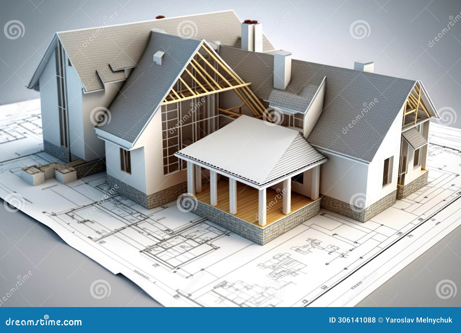 Layout of the House on the Drawings. Architectural Project Designs ...