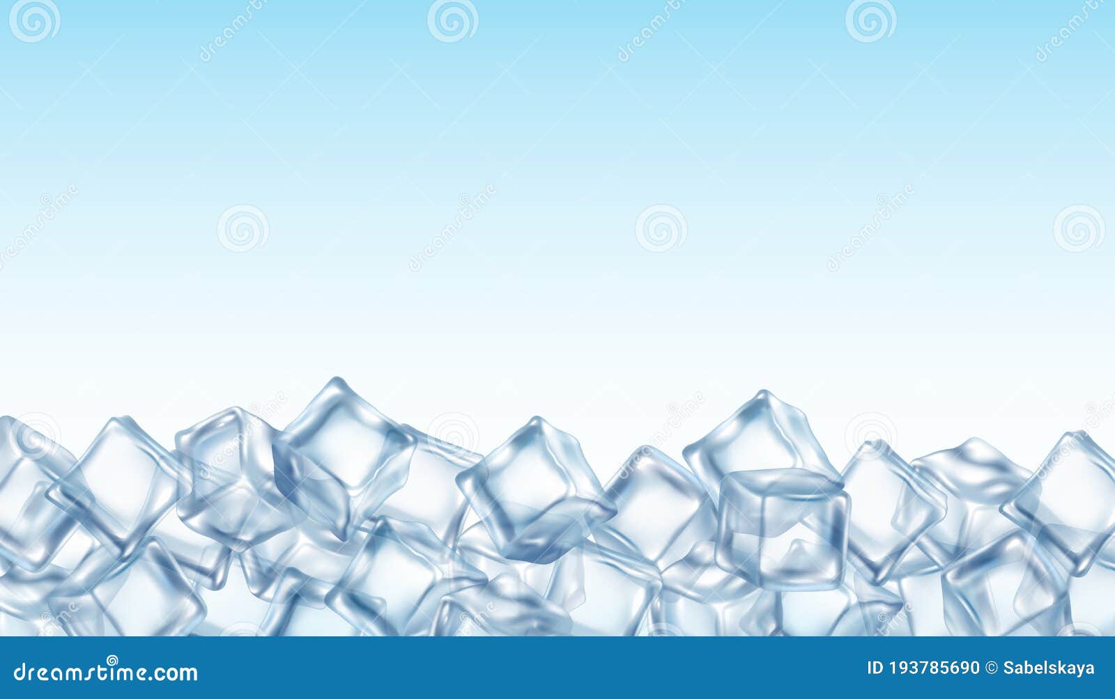 Layout with Ice Crystal Cubes Realistic Vector Illustration on Sky ...