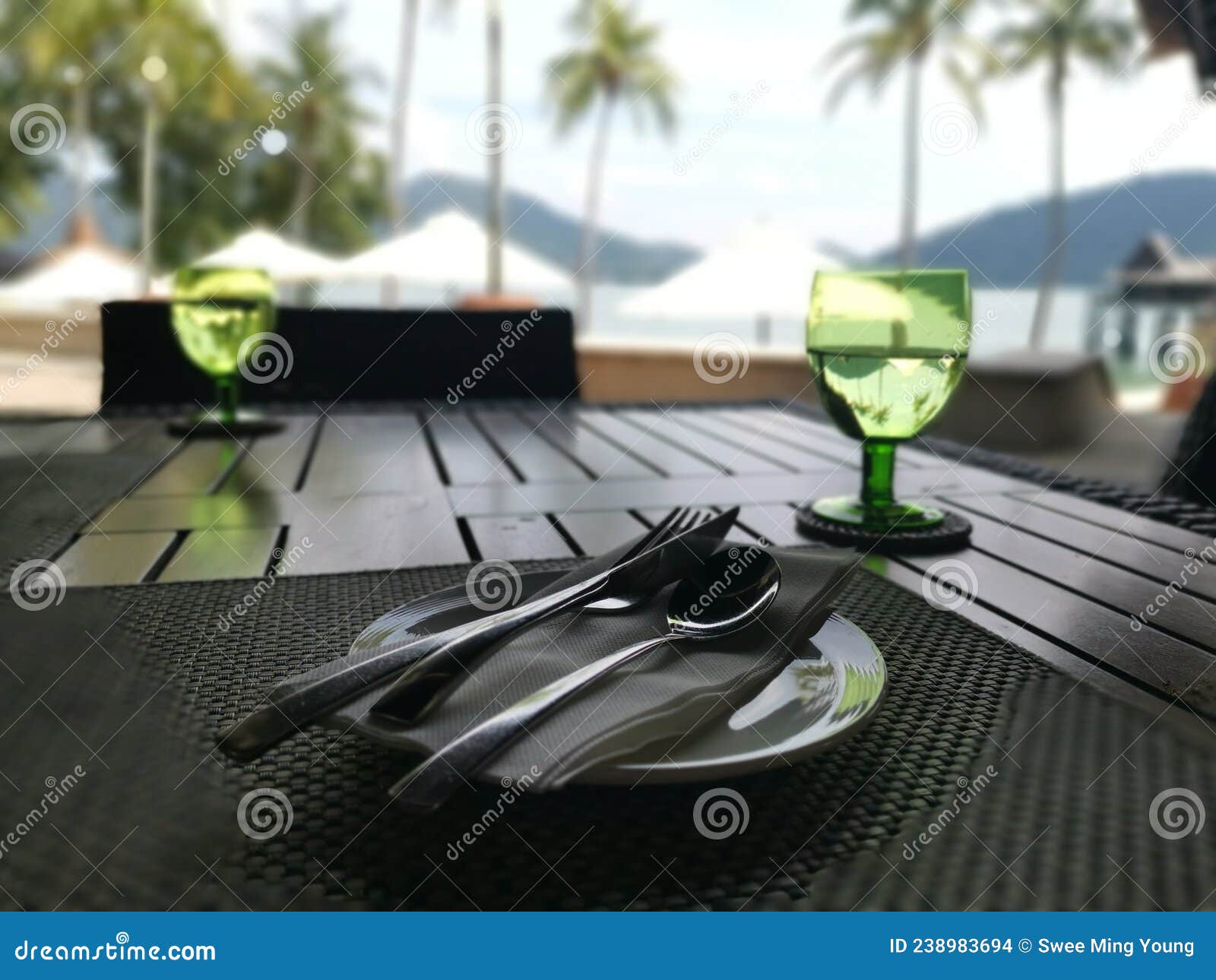 Layout of Food on the Dining Table Scene Stock Photo - Image of glass ...