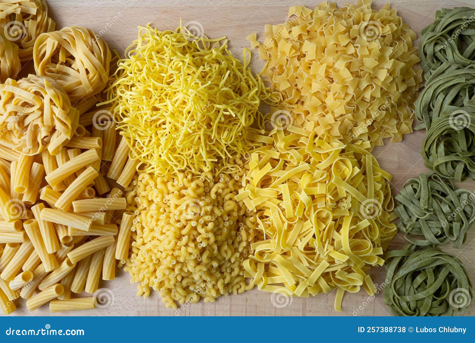 Layout of Italian Raw Pasta, Different Types and Shapes of Pasta Stock ...