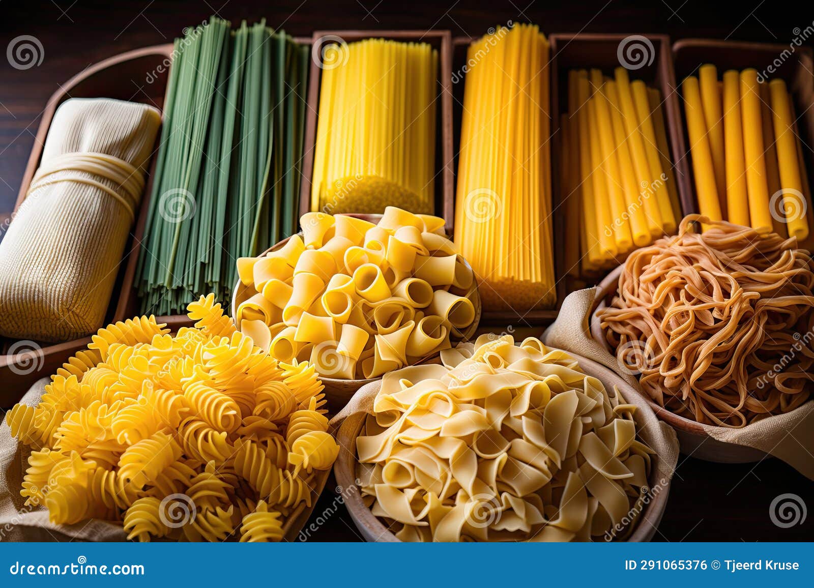 Layout Of Italian Raw Pasta, Top View, Different Types And Shapes Of ...