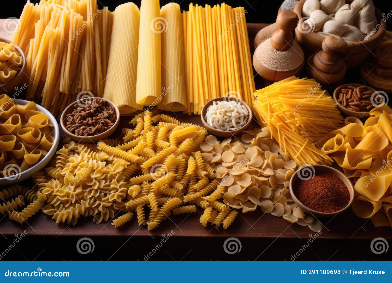 Layout of Italian Raw Pasta, Different Types and Shapes of Pasta Stock ...