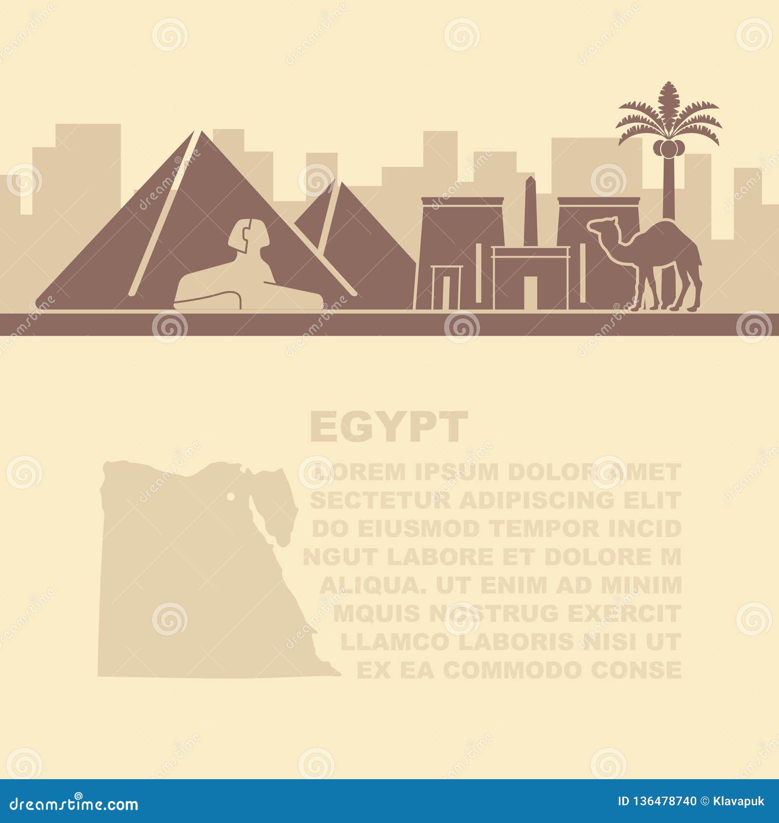 The Layout of the Leaflets with a Map and Attractions in Egypt Stock ...