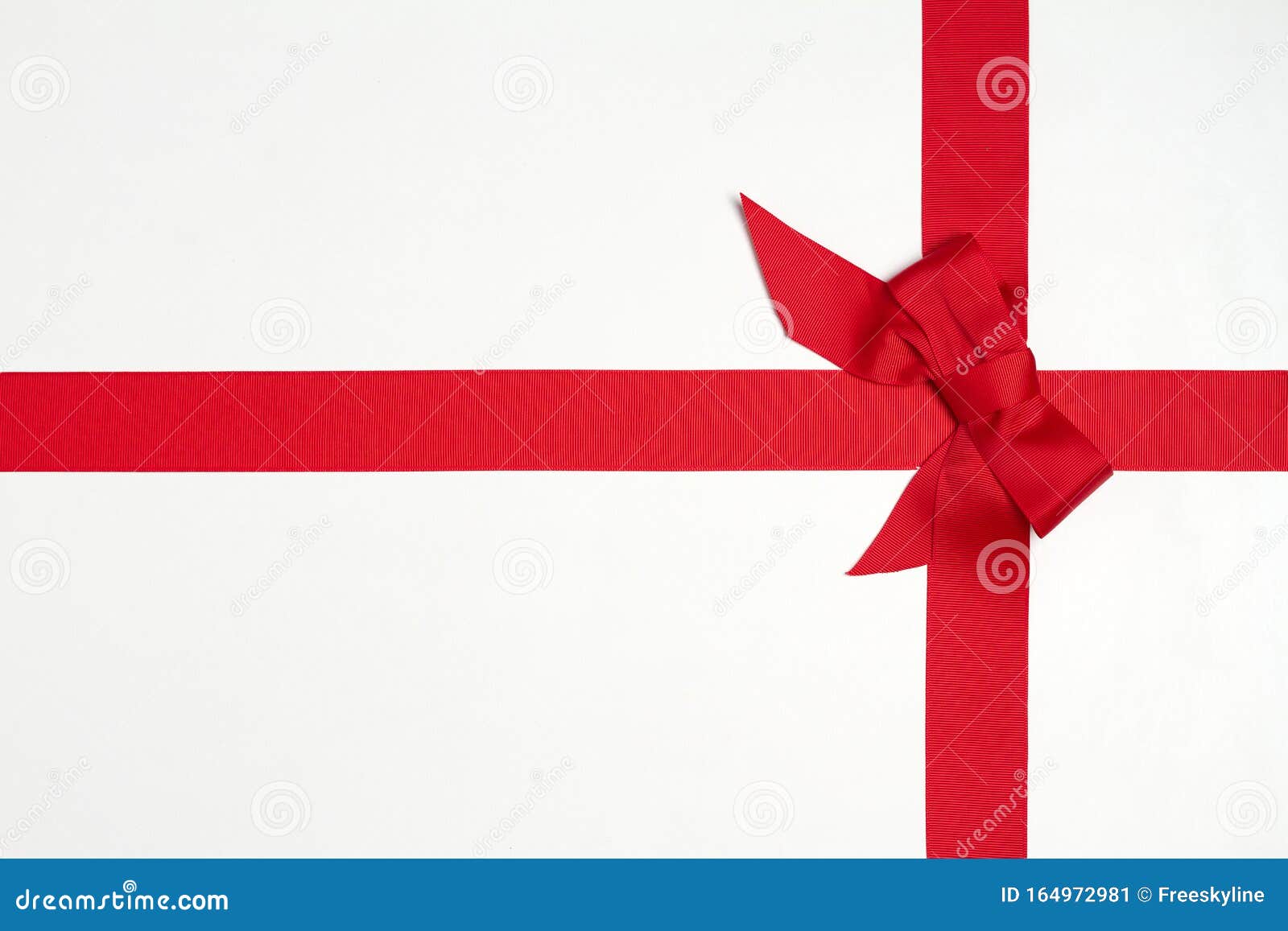 Layout Made of Red Ribbon Bow on White Background. Mockup, Flat Lay ...