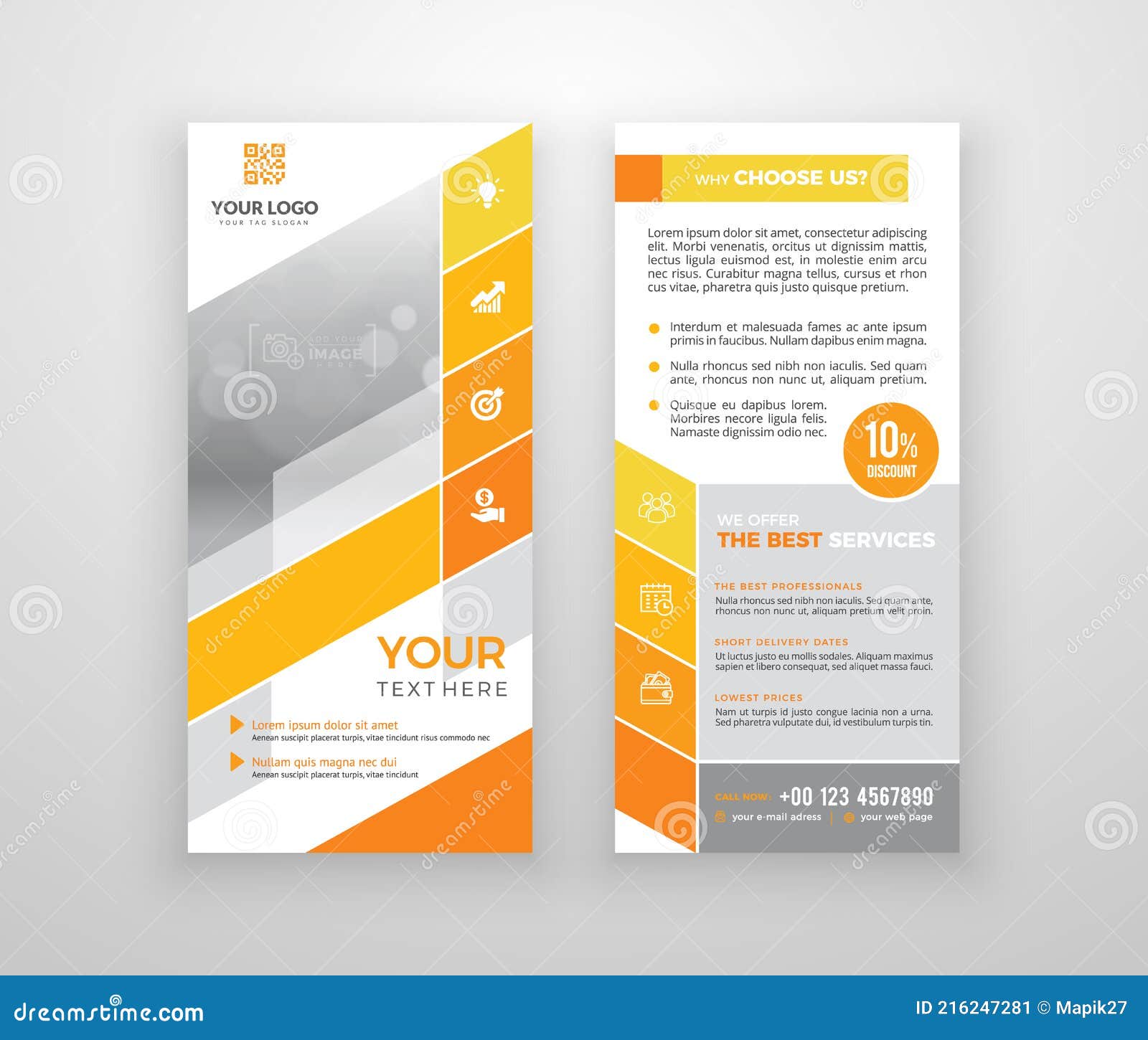 Double-sided DL Flyer Design. Brochure or Flyer Template. Stock Vector ...