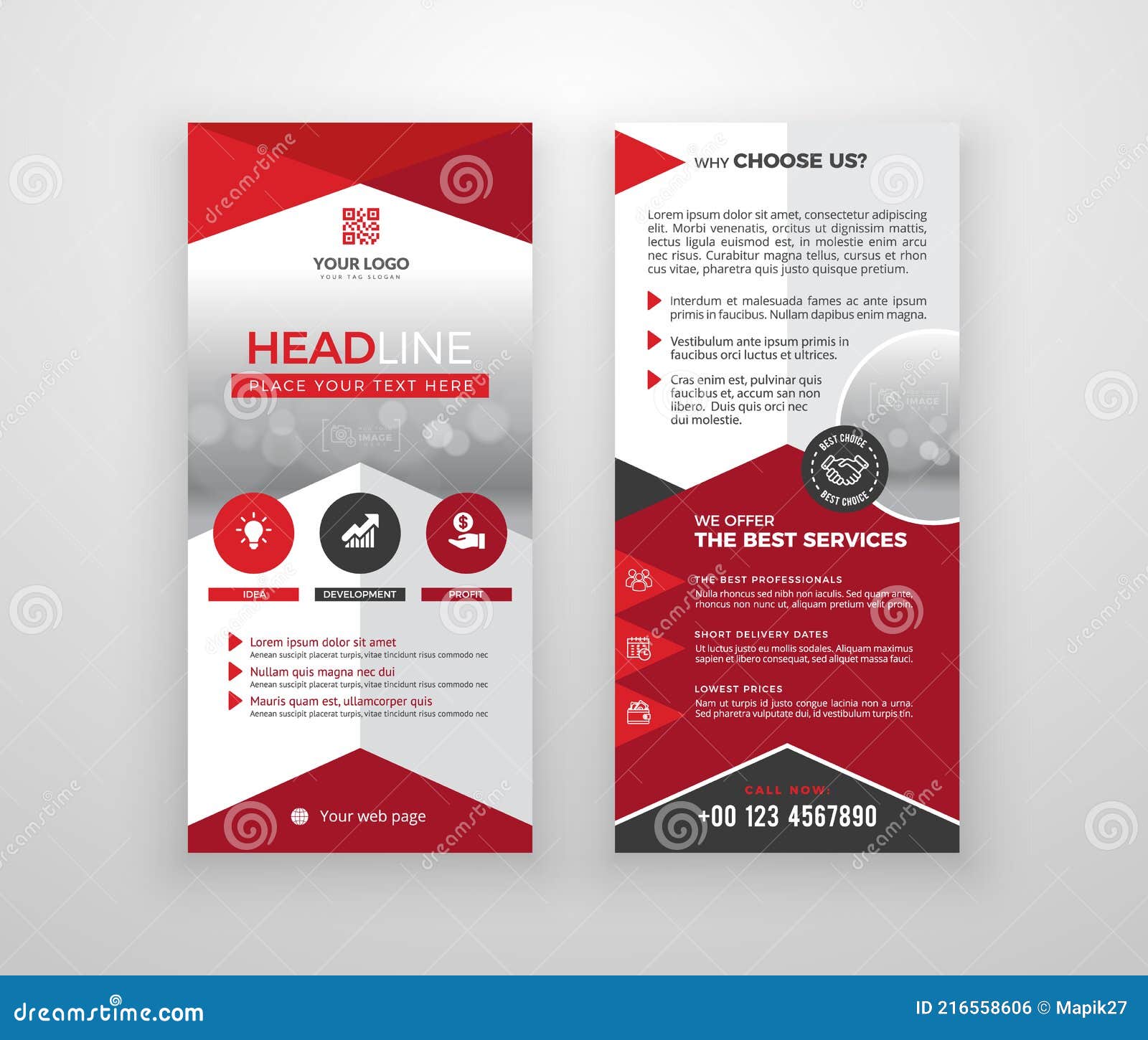 Double-sided DL Flyer Design. Brochure or Flyer Template. Stock Vector ...