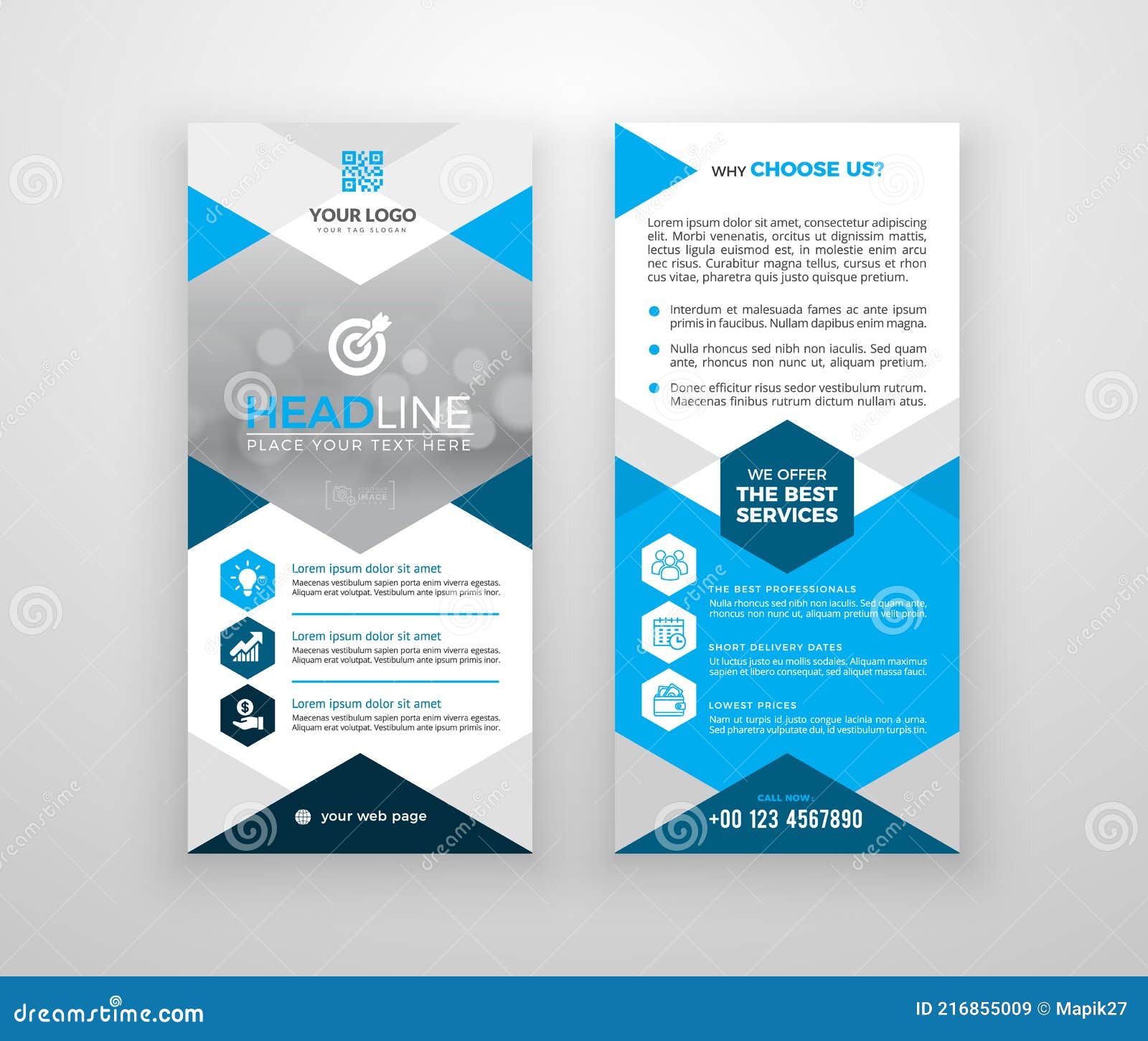 Double-sided DL Flyer Design. Brochure or Flyer Template. Stock Vector ...