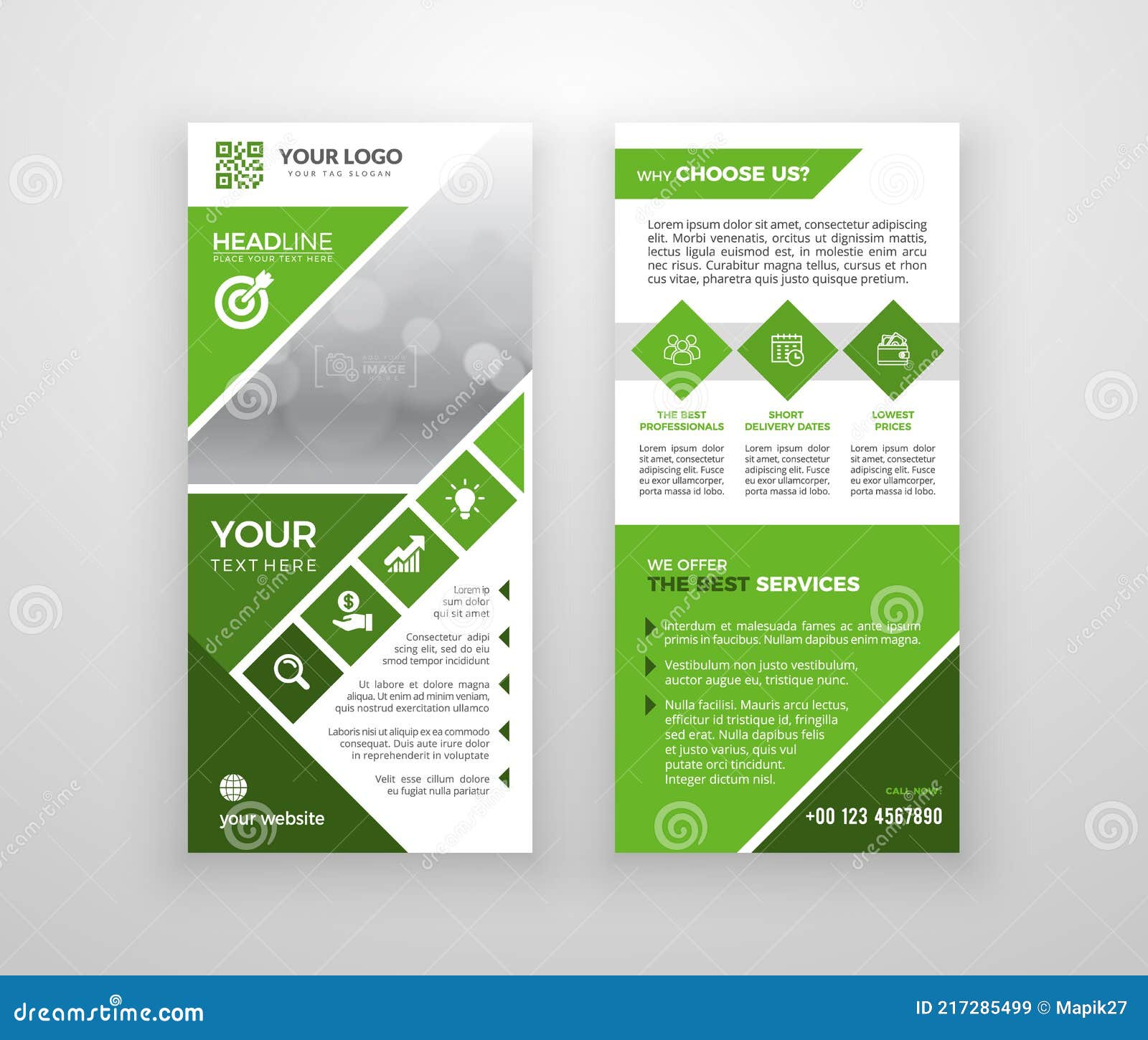 Double-sided DL Flyer Design. Brochure or Flyer Template. Stock Vector ...