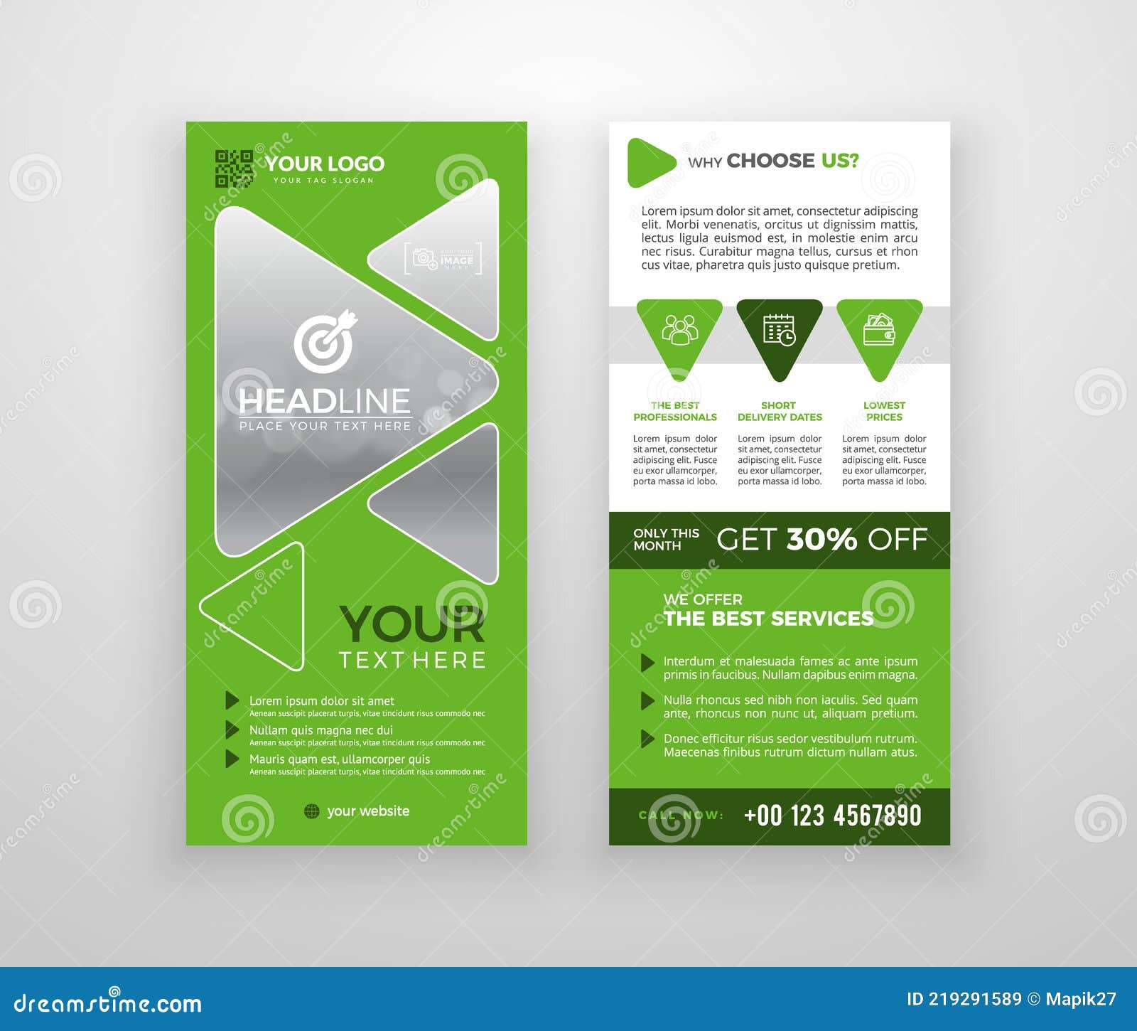 Double-sided DL Flyer Design. Brochure or Flyer Template. Stock Vector ...