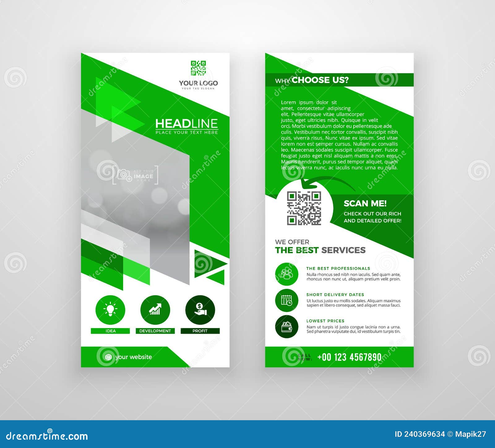 Double-sided DL Flyer Design. Brochure or Flyer Template. Stock Vector ...