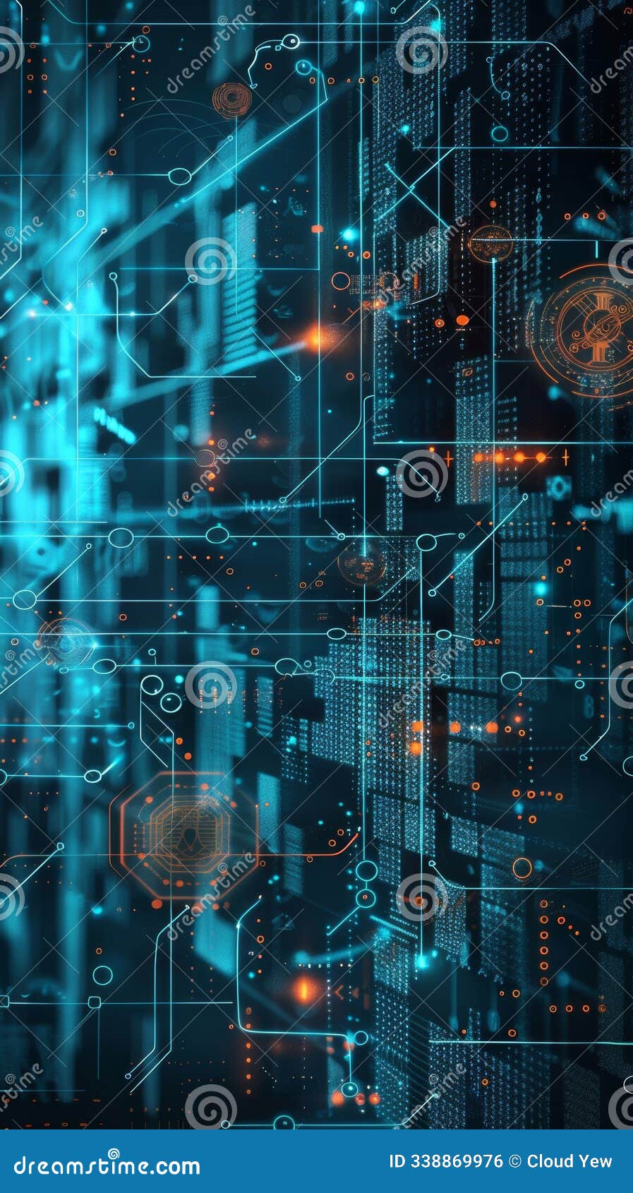 Layout with a Motif of Cybersecurity Concepts. Stock Illustration ...