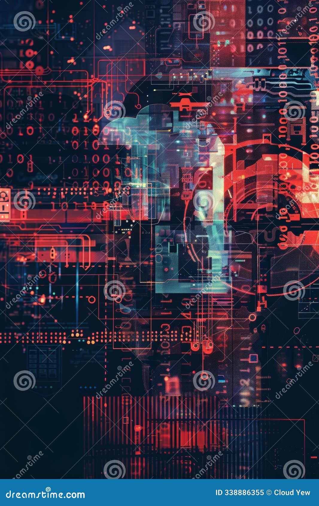 Layout with a Motif of Cybersecurity Visuals. Stock Illustration ...