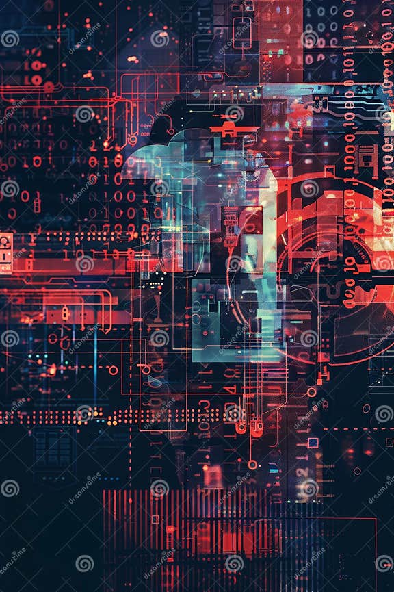 Layout with a Motif of Cybersecurity Visuals. Stock Illustration ...