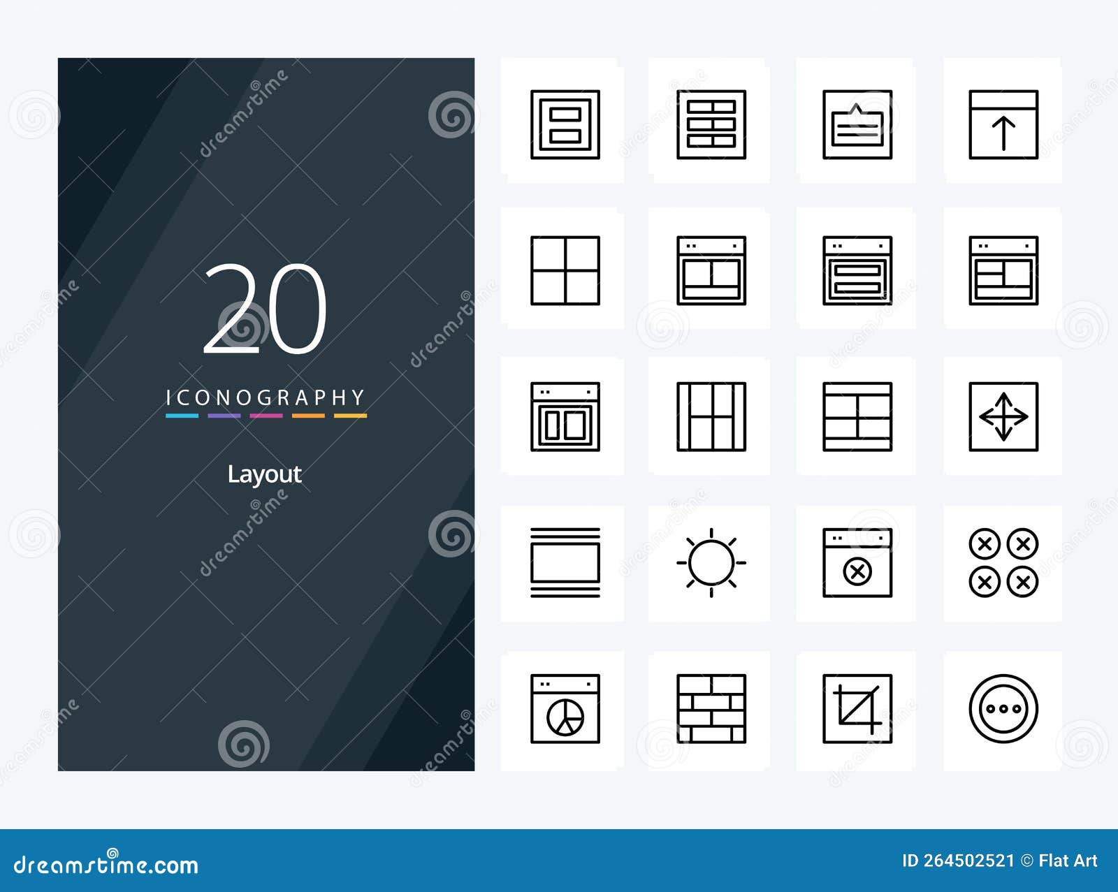 20 Layout Outline Icon for Presentation. Vector Line Icons Illustration ...