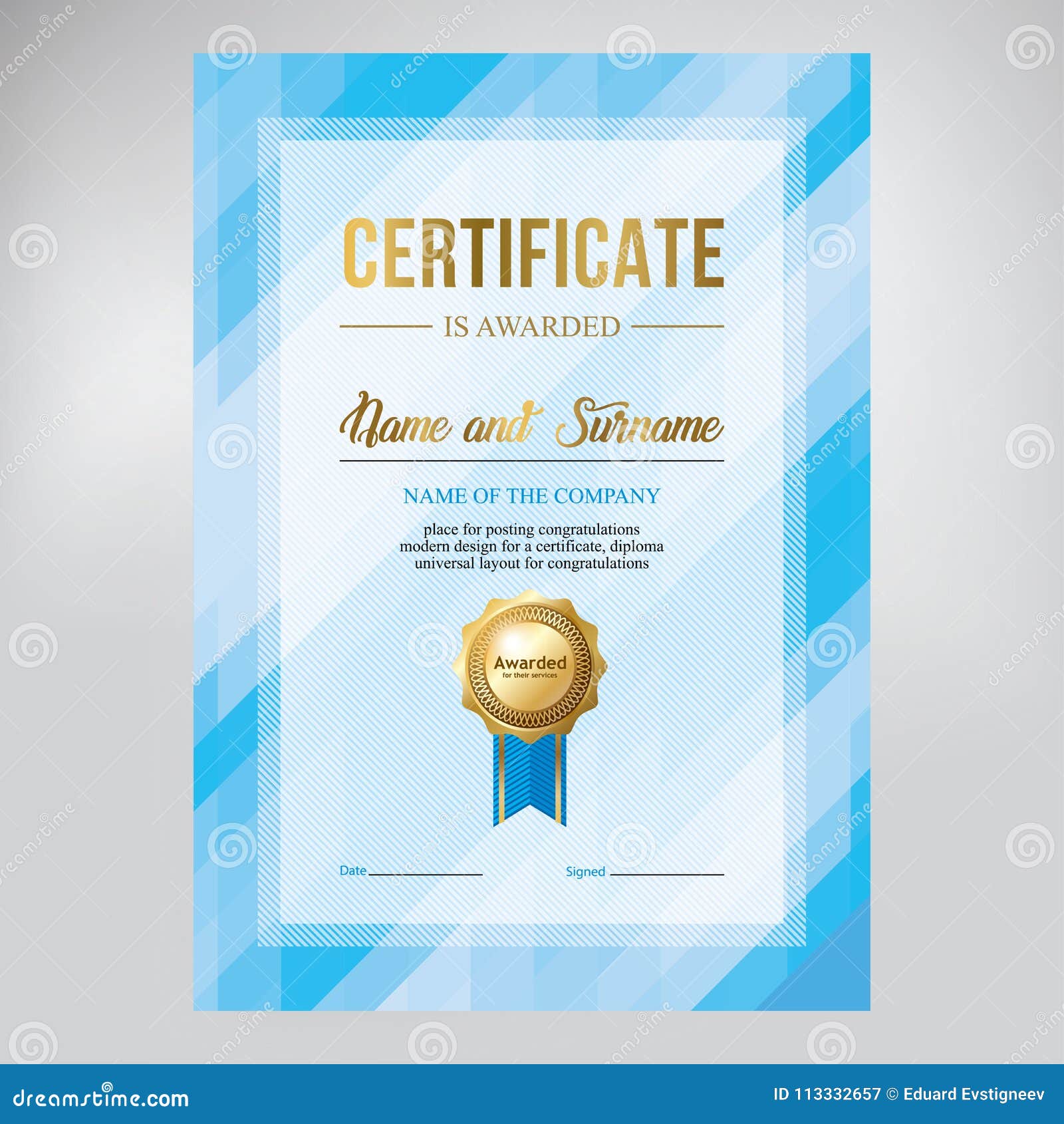 Certificate Design, Diploma Template, Creative Geometric Blue ...