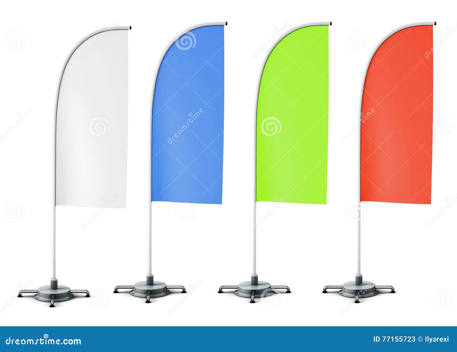 Layout of Promotional Stands Flags of Different Colors. White, B Stock ...